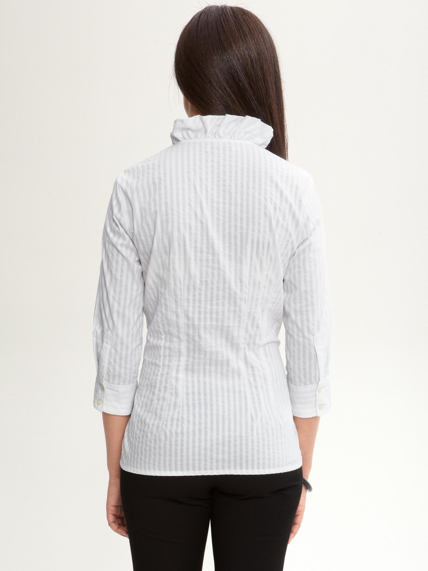 Shadow stripe ruffle-neck shirt | Banana Republic