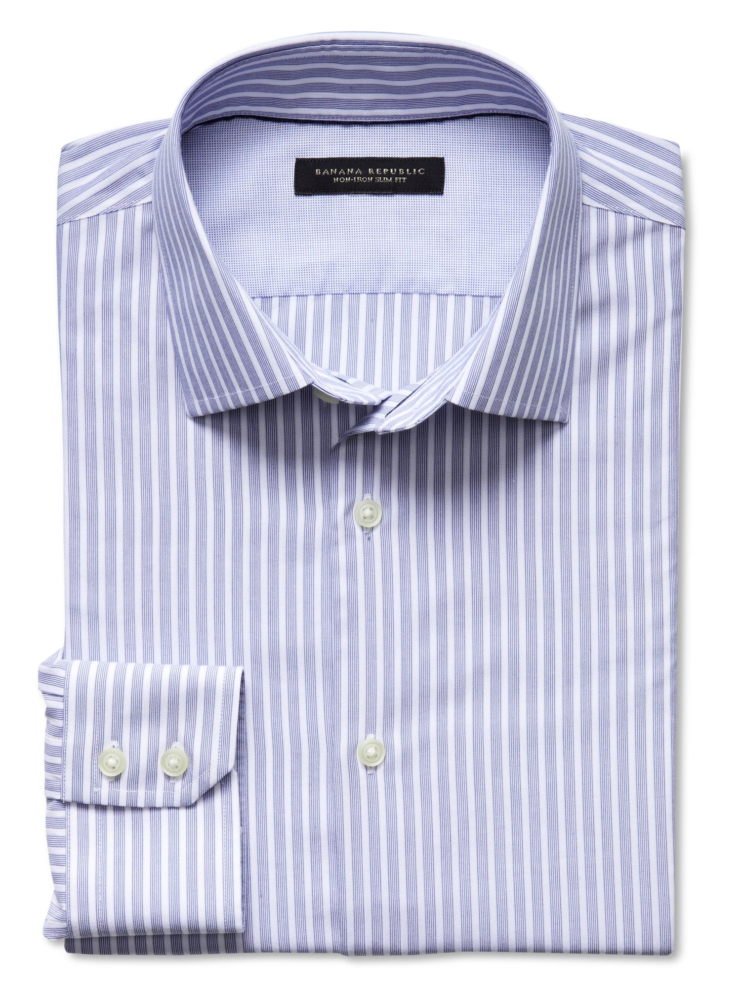 Slim fit non-iron rope stripe shirt | Banana Republic