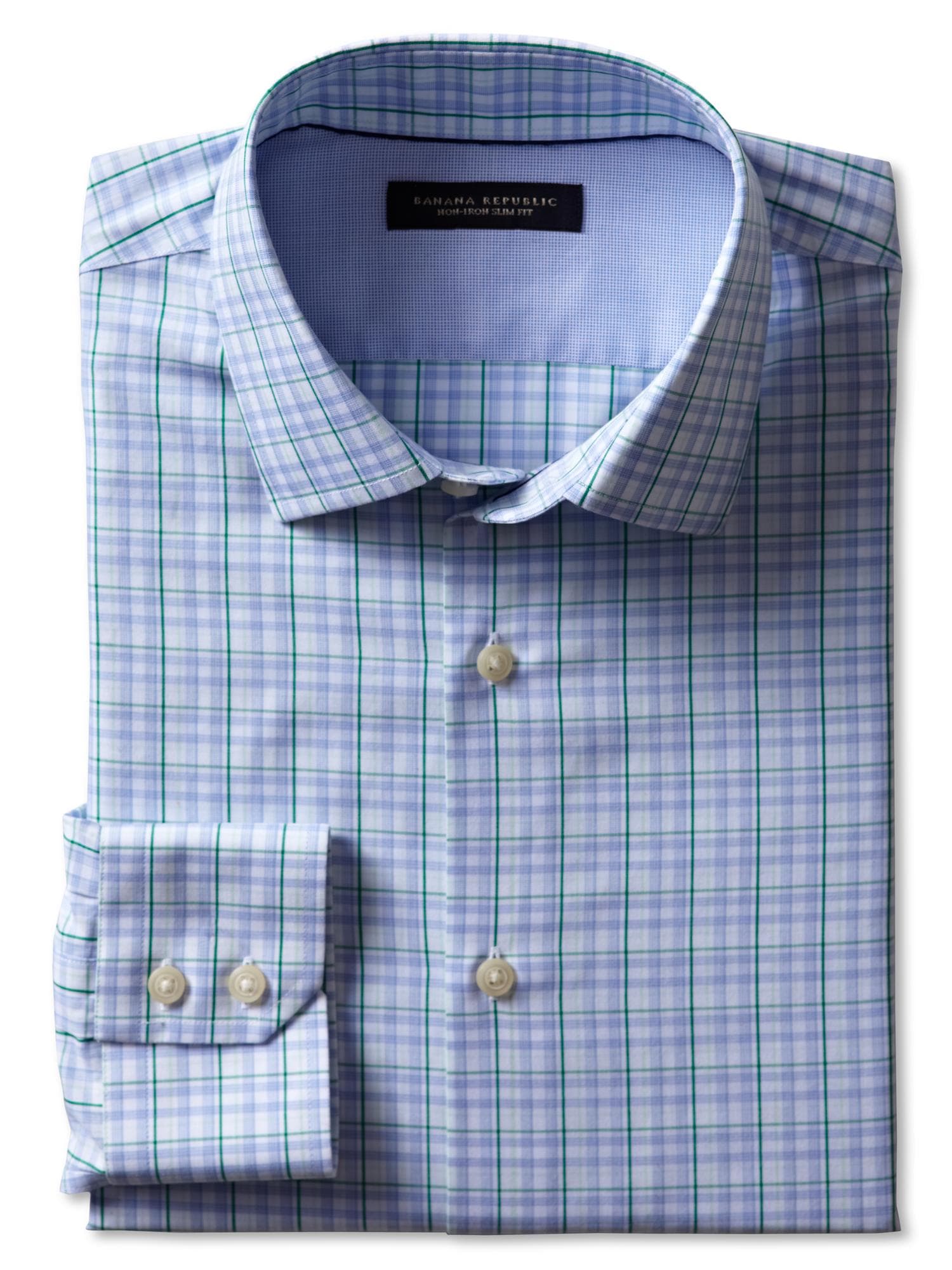 Slim fit non-iron micro-check shirt | Banana Republic