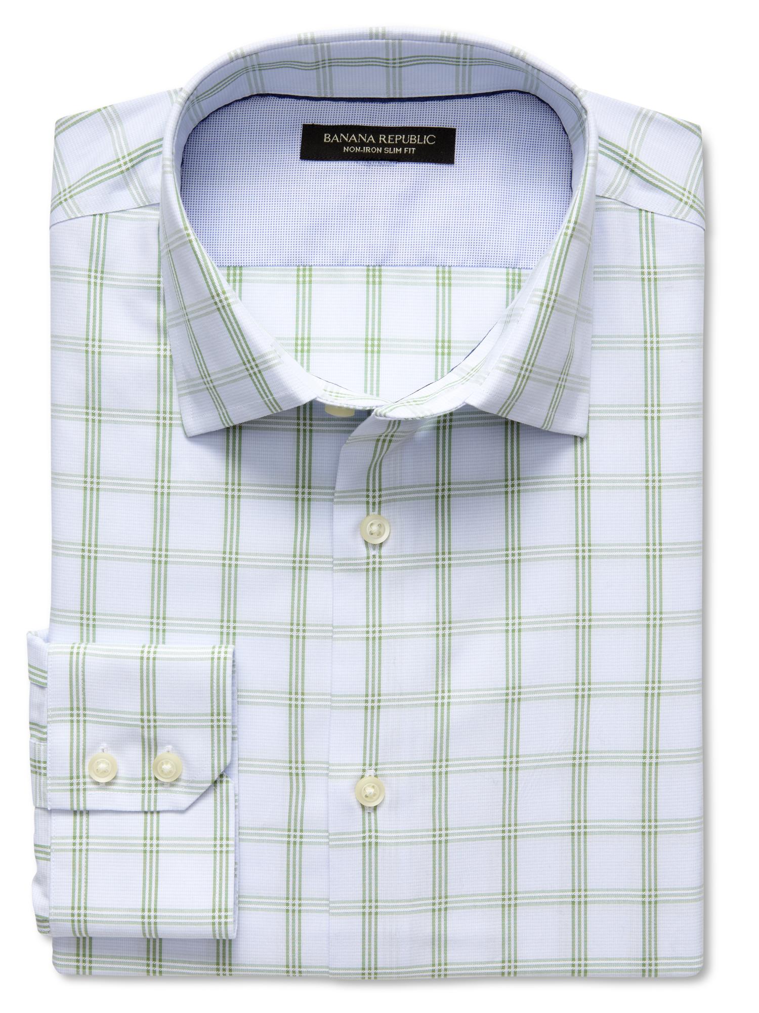 Slim fit non-iron dobby check shirt | Banana Republic