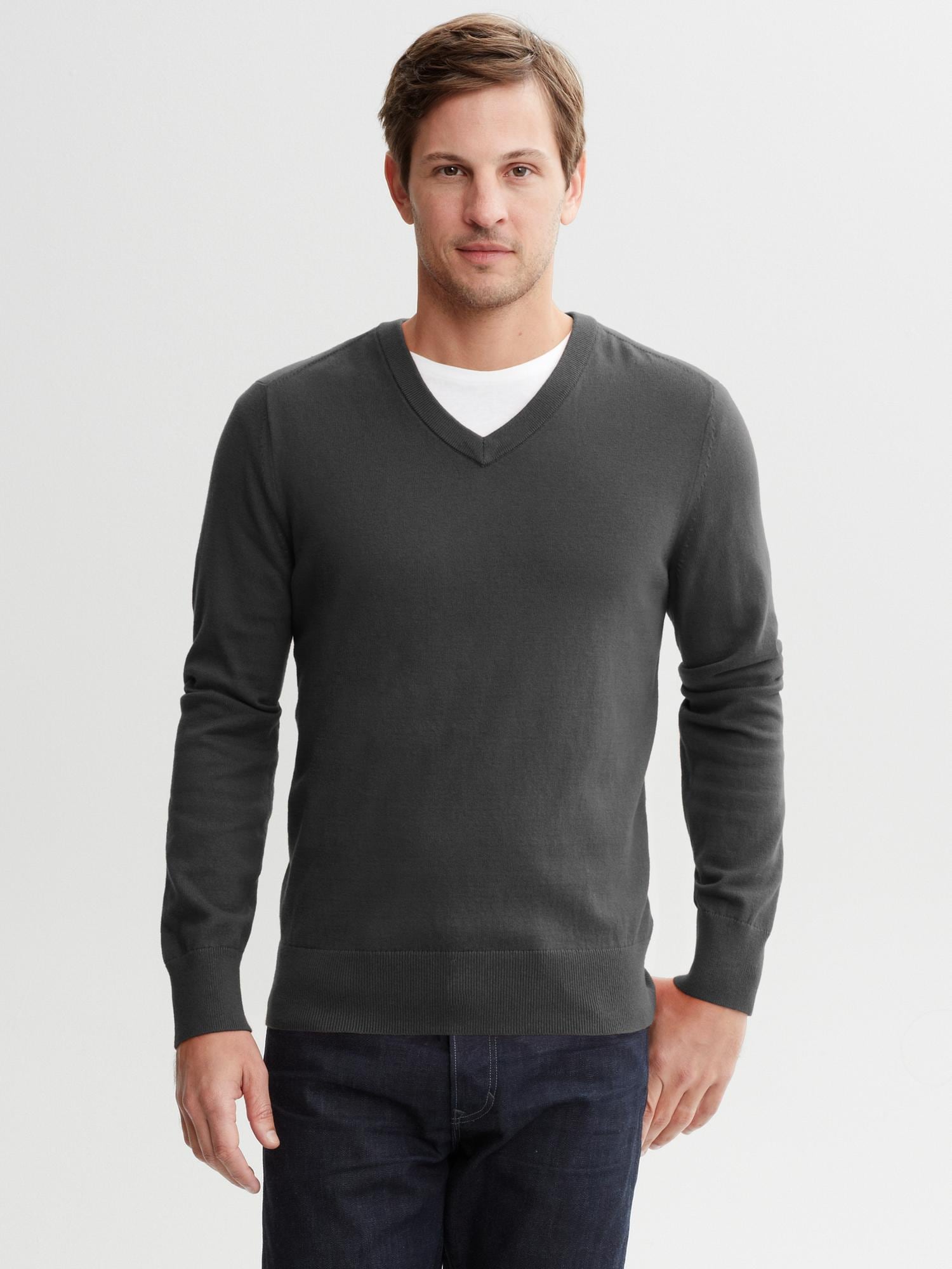 Cotton v-neck pullover | Banana Republic