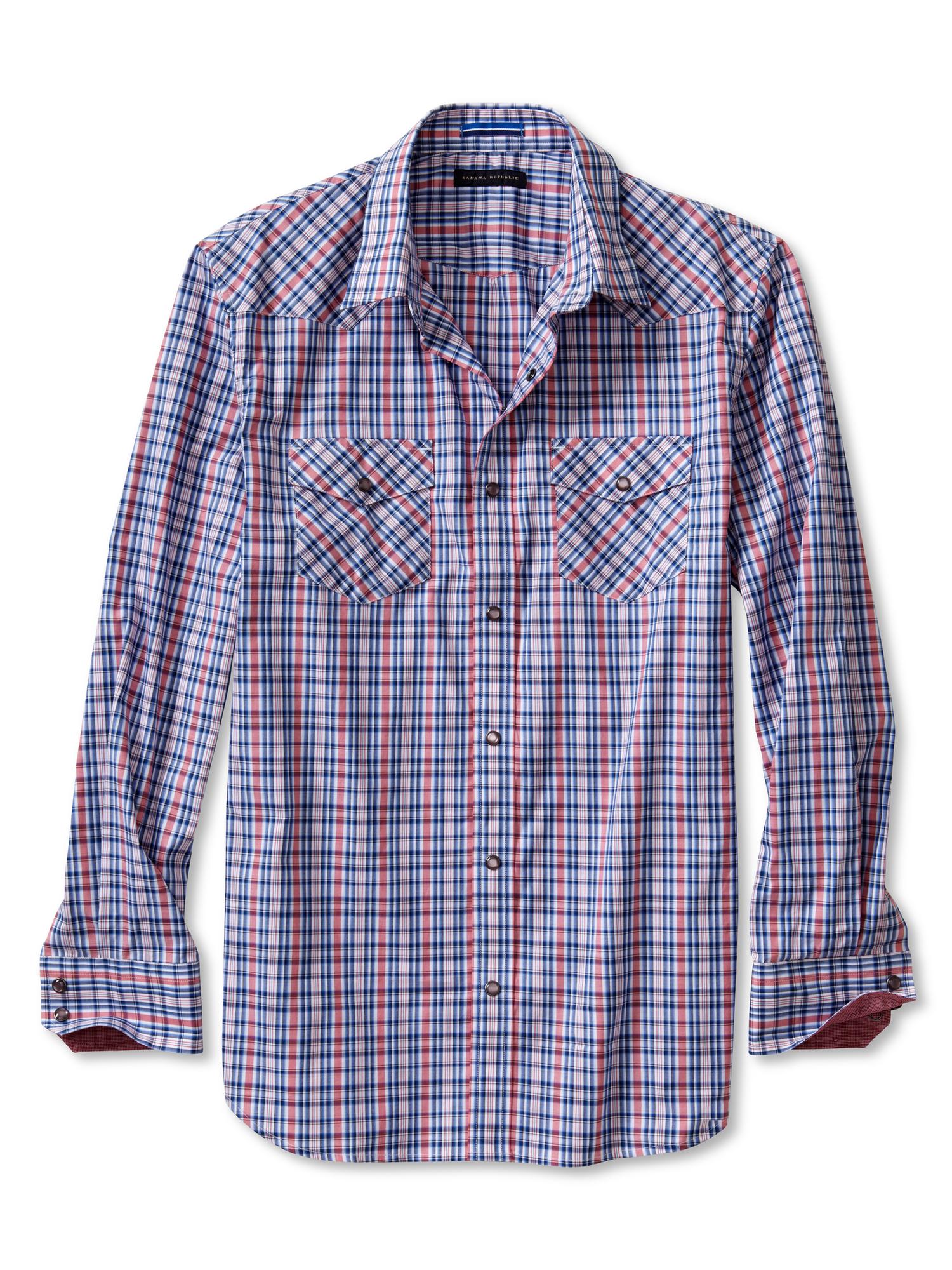 Slim fit bold plaid western shirt | Banana Republic