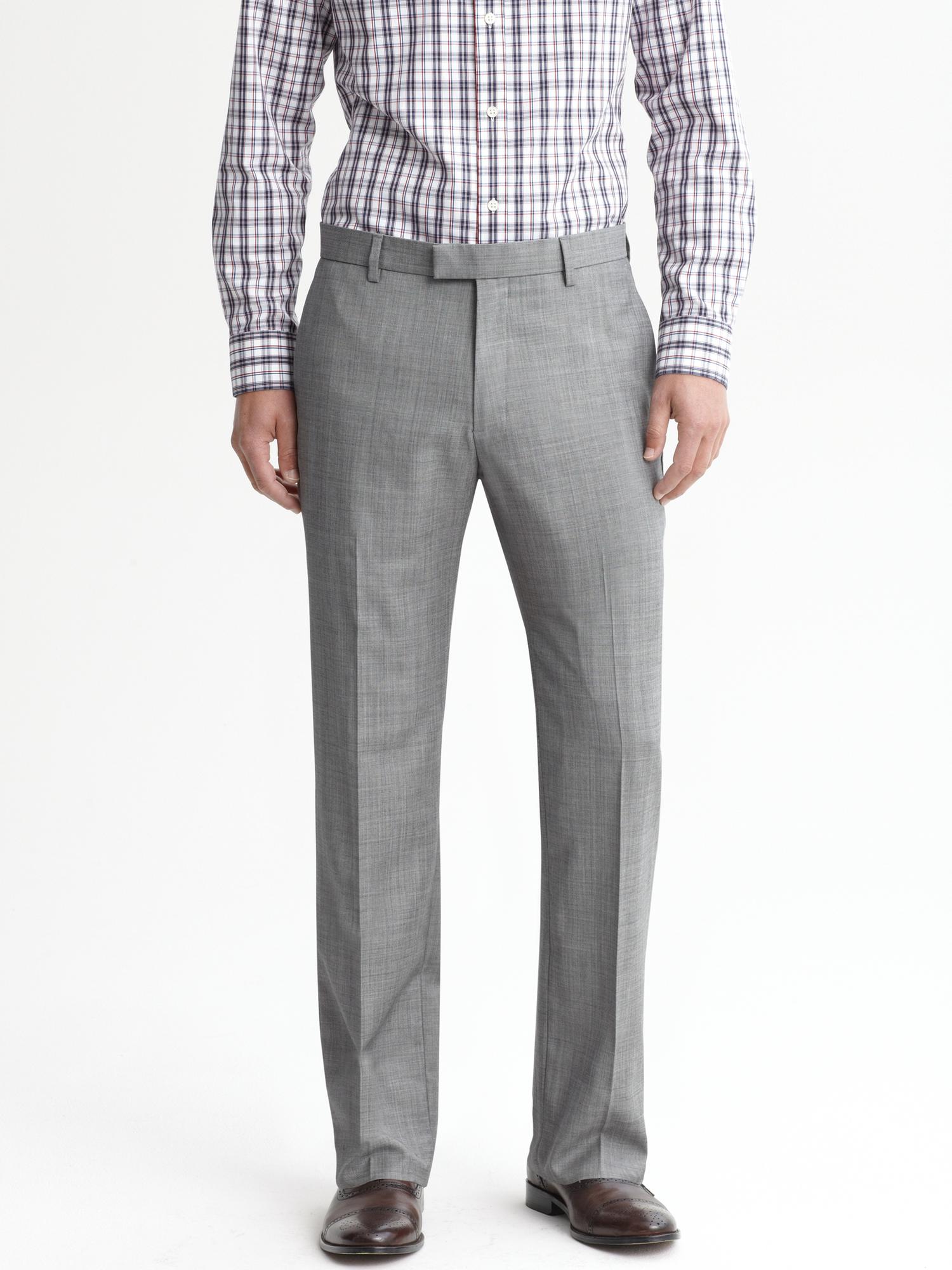 Tailored slim light grey wool trouser | Banana Republic