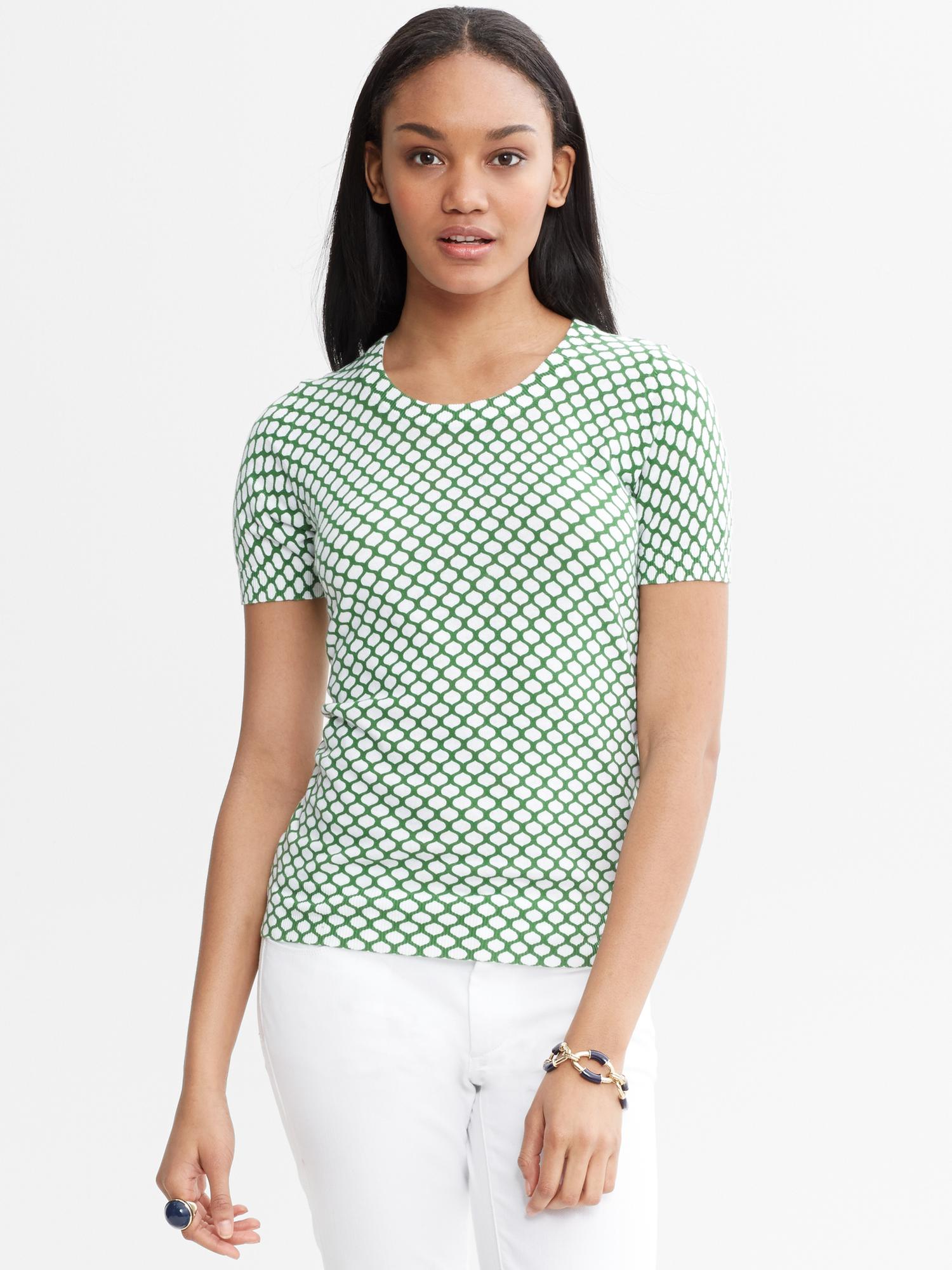 Optic Print Short-Sleeve Pullover | Banana Republic