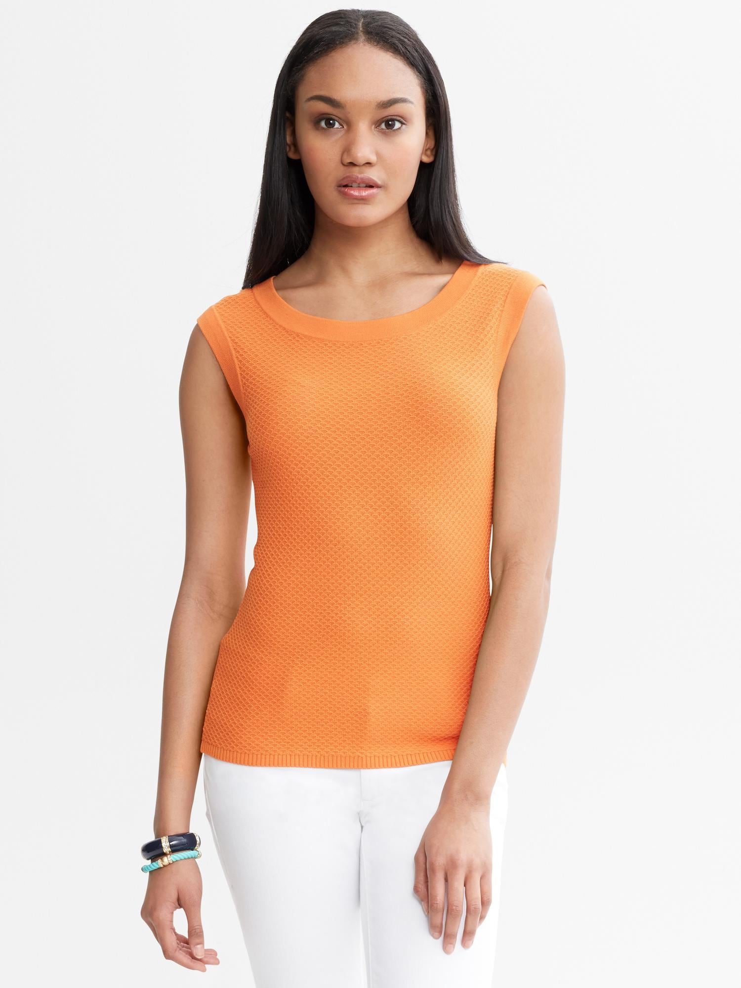 Cap-Sleeve Textured Sweater Shell | Banana Republic