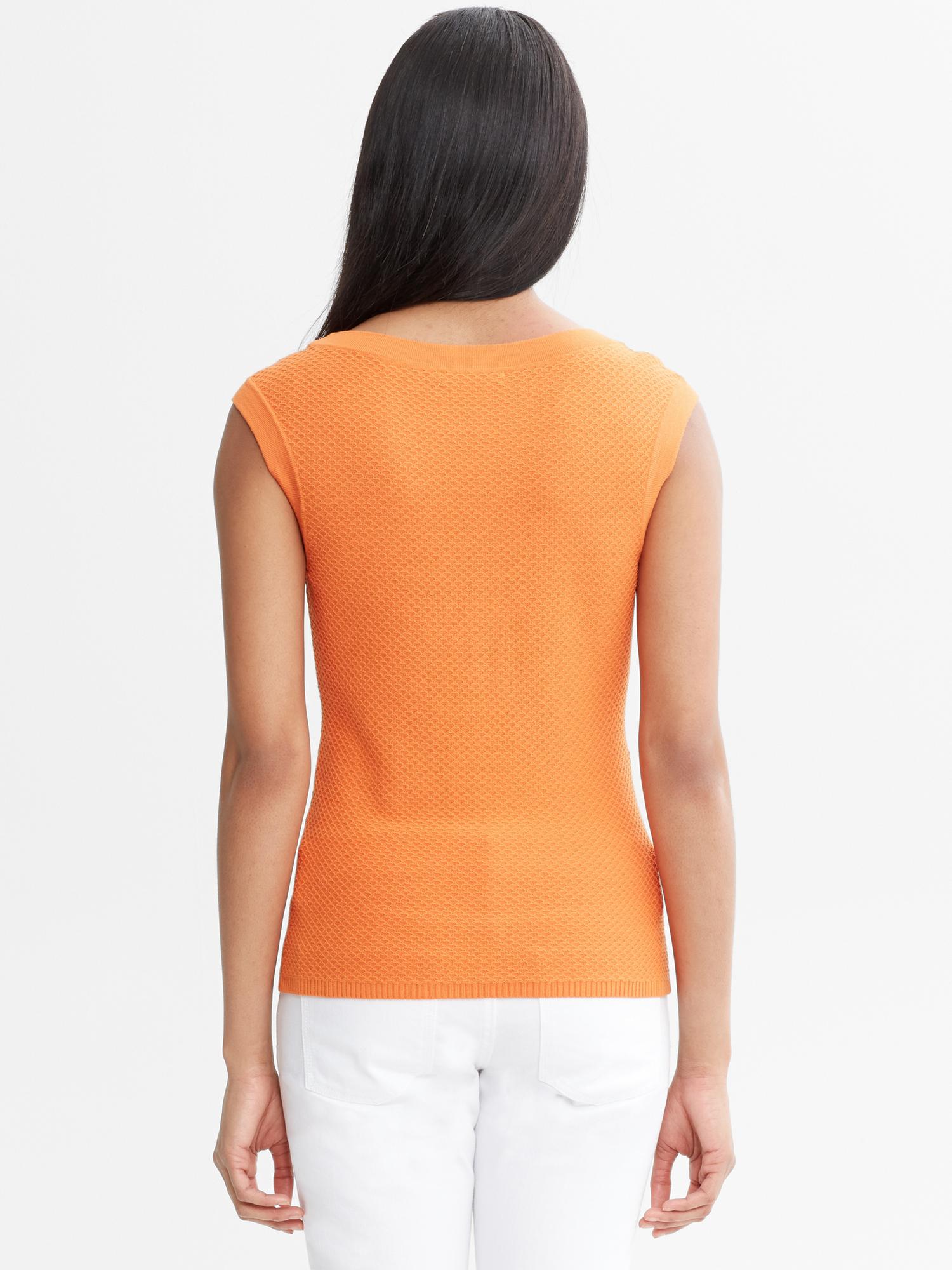 Cap-Sleeve Textured Sweater Shell | Banana Republic