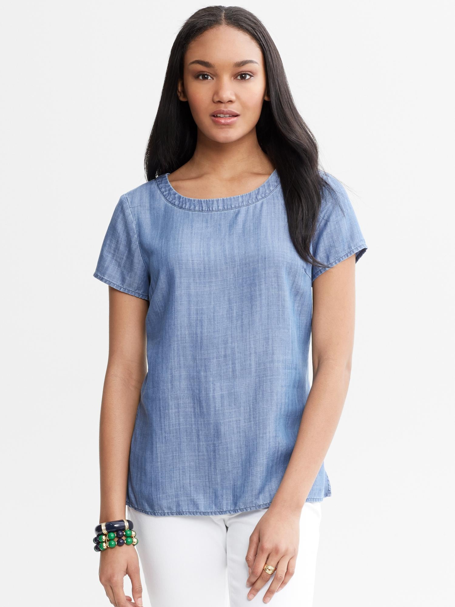 Back Zip Denim Shirt | Banana Republic