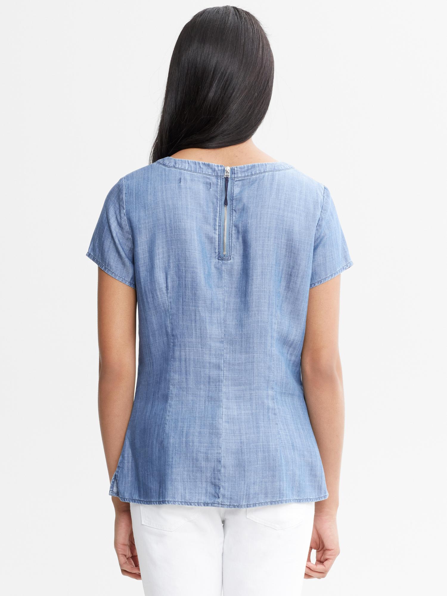 Back Zip Denim Shirt | Banana Republic