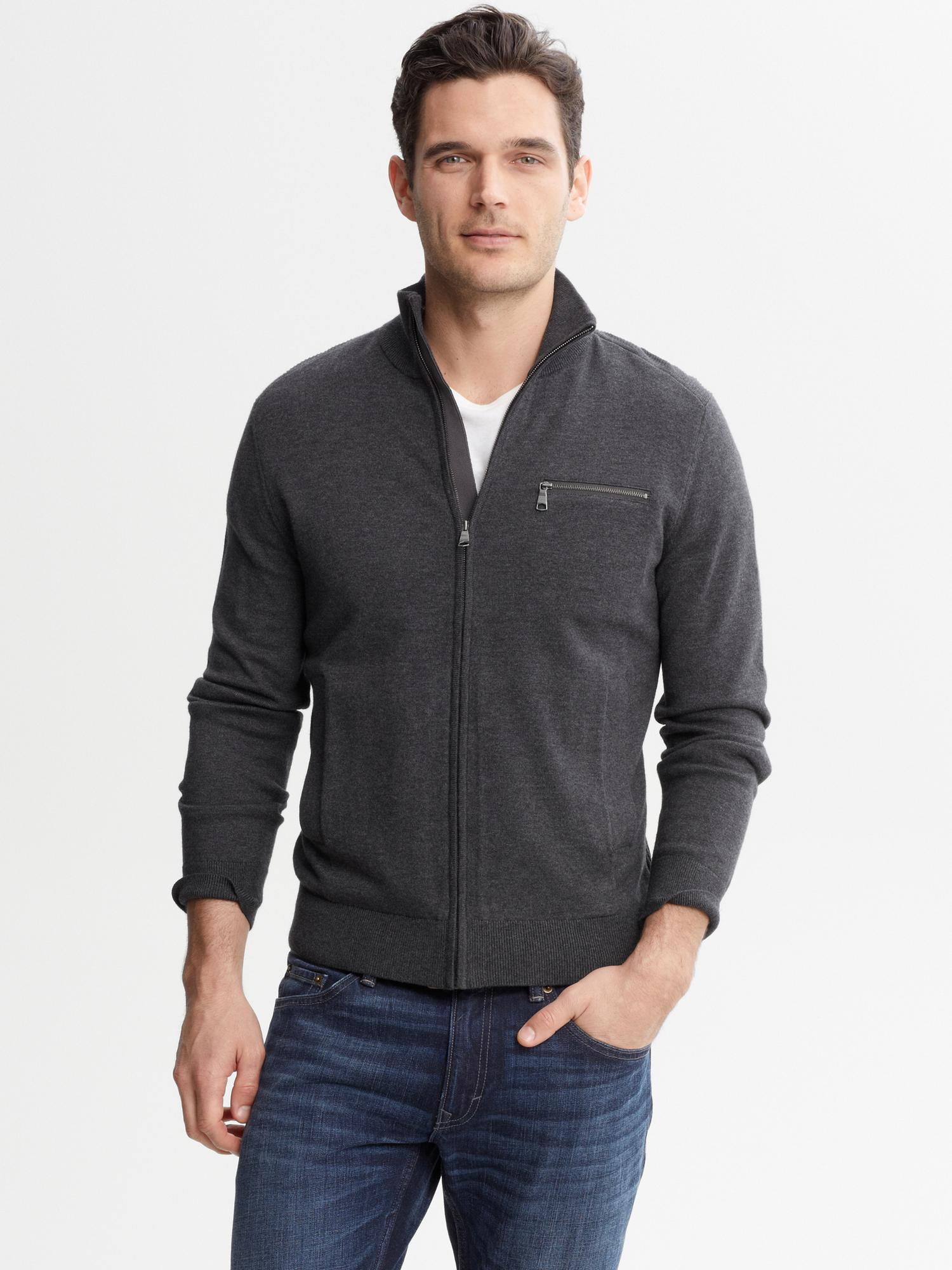Rib-Knit Zip Cardigan | Banana Republic