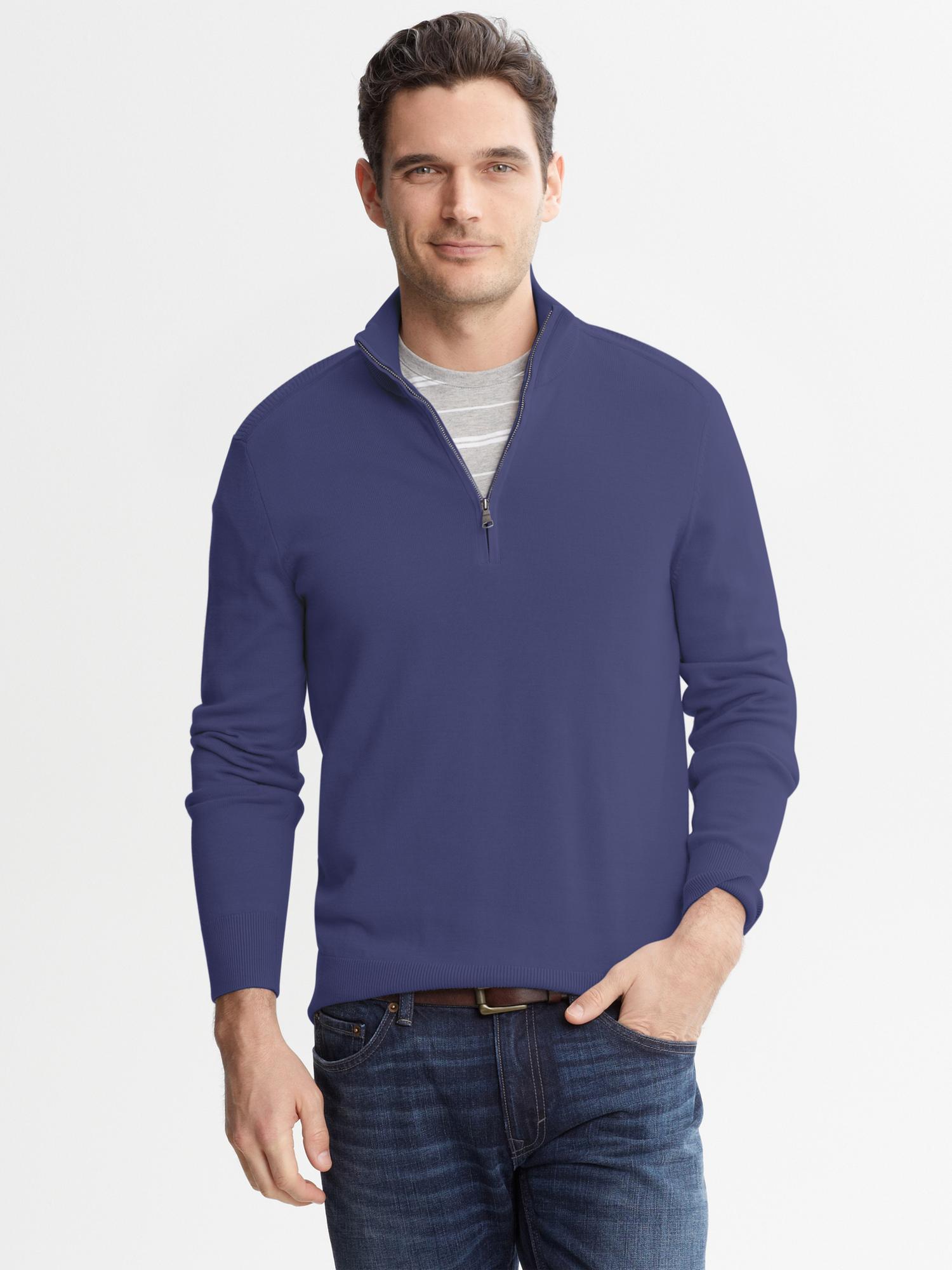 Grosgrain Half-Zip Pullover | Banana Republic