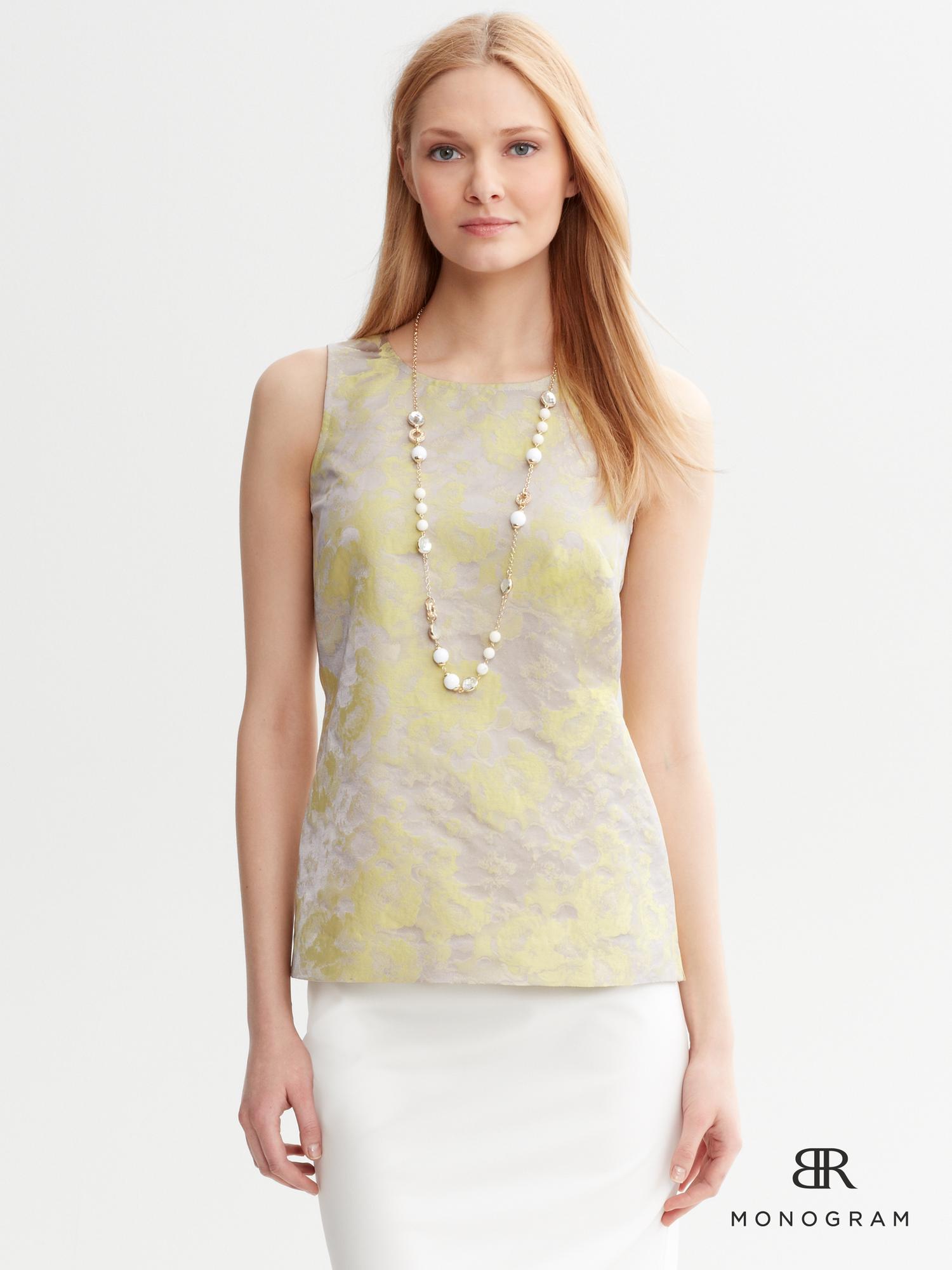 BR Monogram Floral Jacquard Shell | Banana Republic