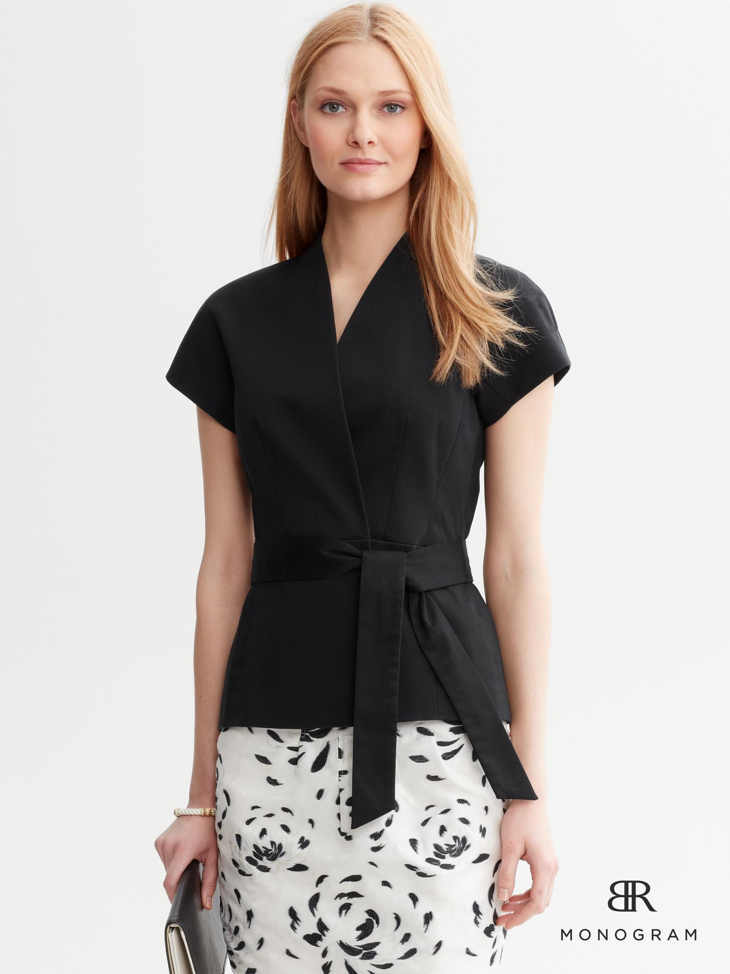 BR Monogram Sateen Wrap Jacket | Banana Republic