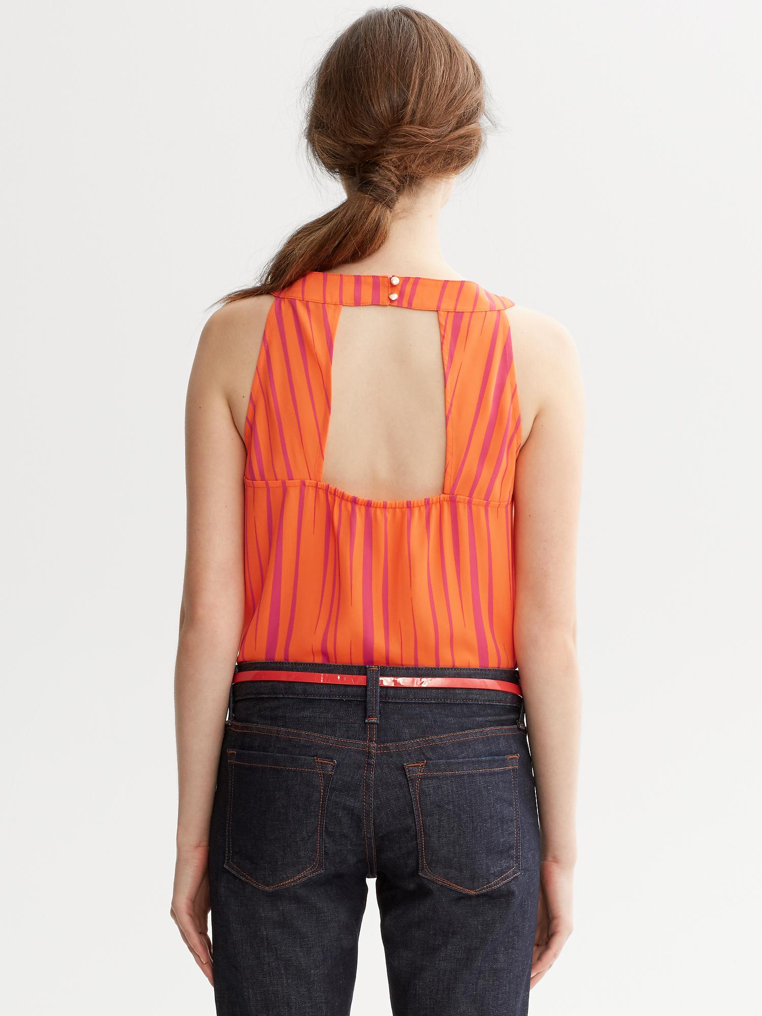 Vertical-Print Open-Back Top | Banana Republic