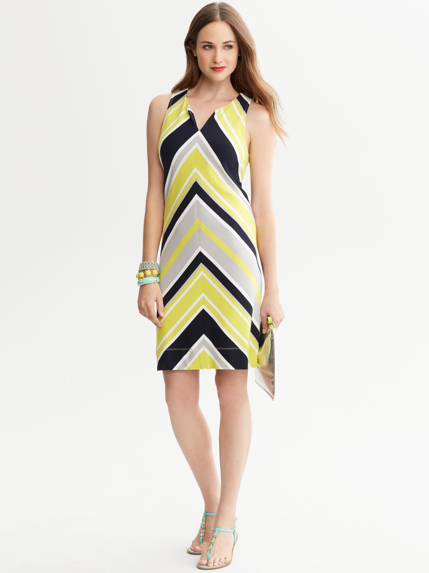 Milly Collection Sleeveless Chevron Stripe Dress | Banana Republic