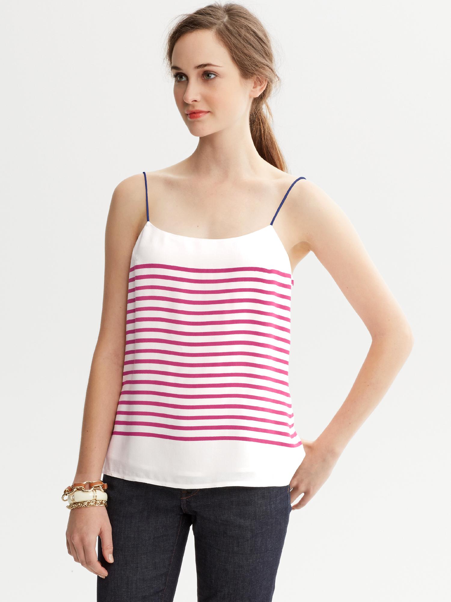 Striped Thin-Strap Tank | Banana Republic