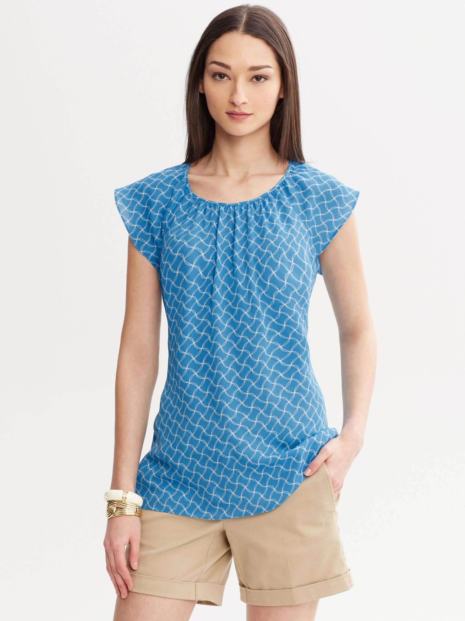 Printed Open-Back Tee | Banana Republic