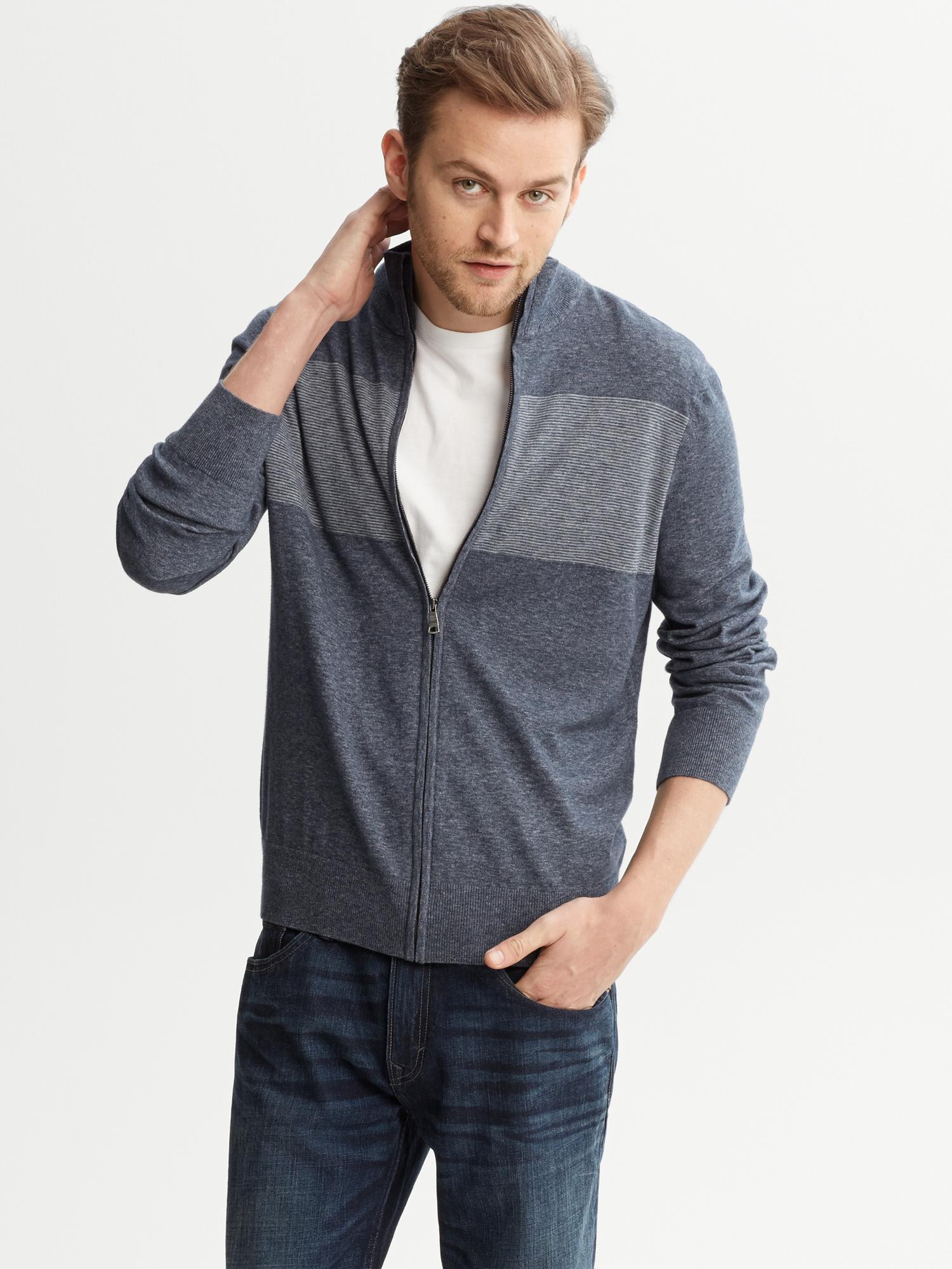Colorblock Full-Zip Sweater | Banana Republic