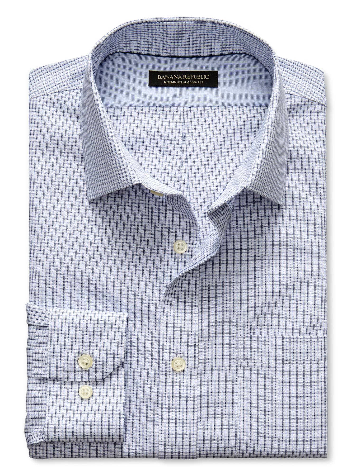 Classic-Fit Non-Iron Mini-Check Shirt | Banana Republic