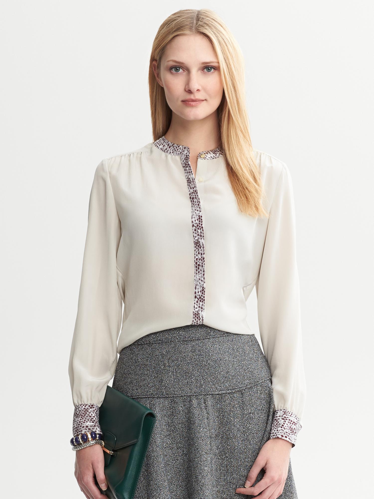 Silk Python Blouse | Banana Republic