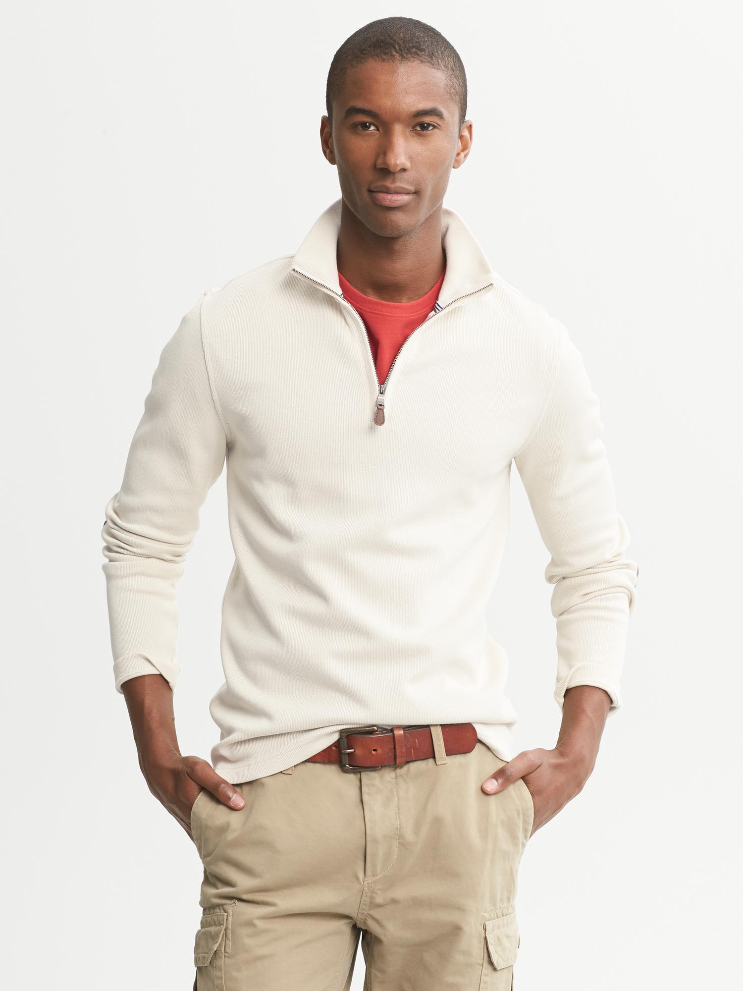 French Rib Half-Zip Pullover | Banana Republic