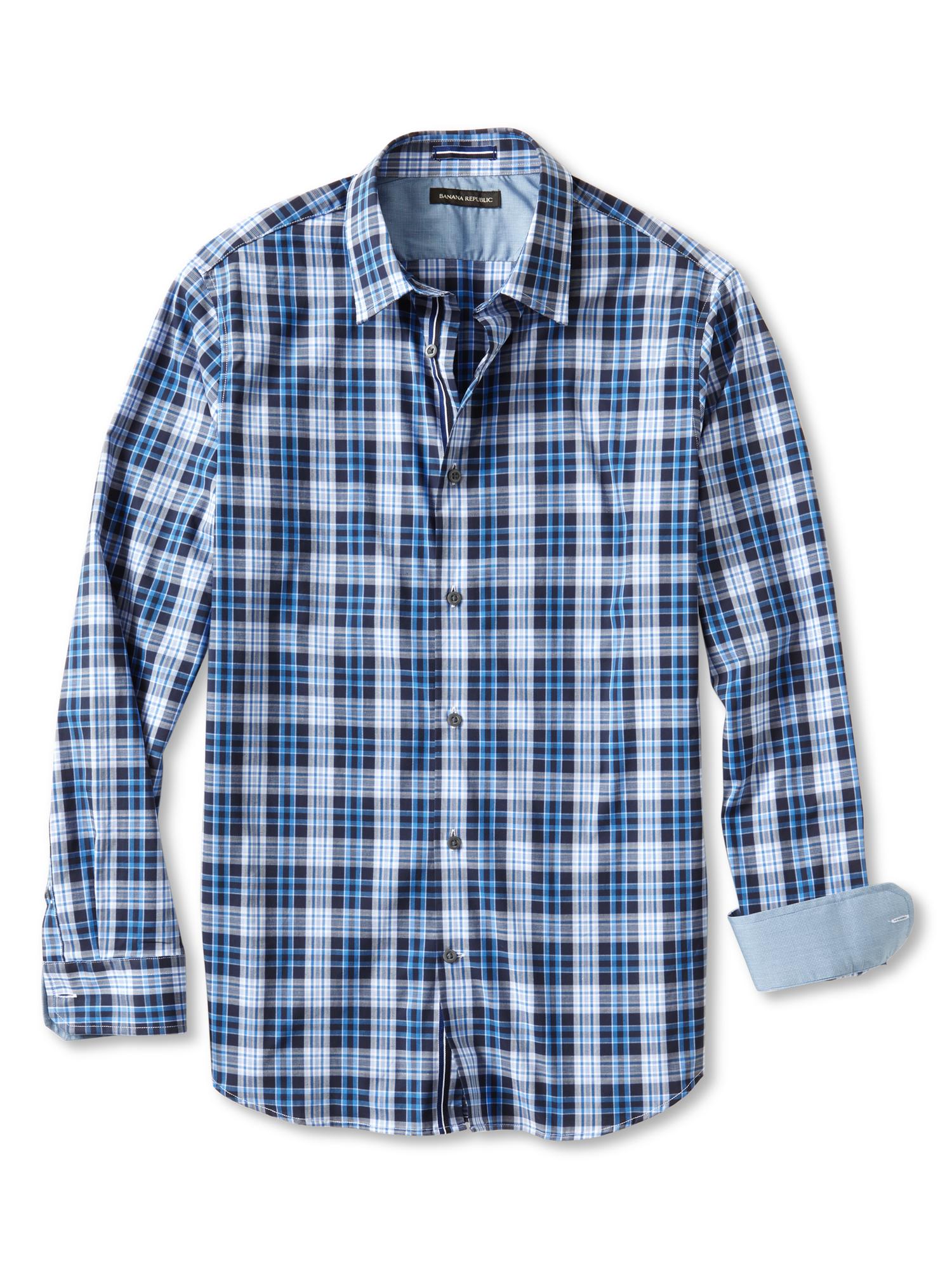 Slim-Fit Blue Plaid Shirt | Banana Republic