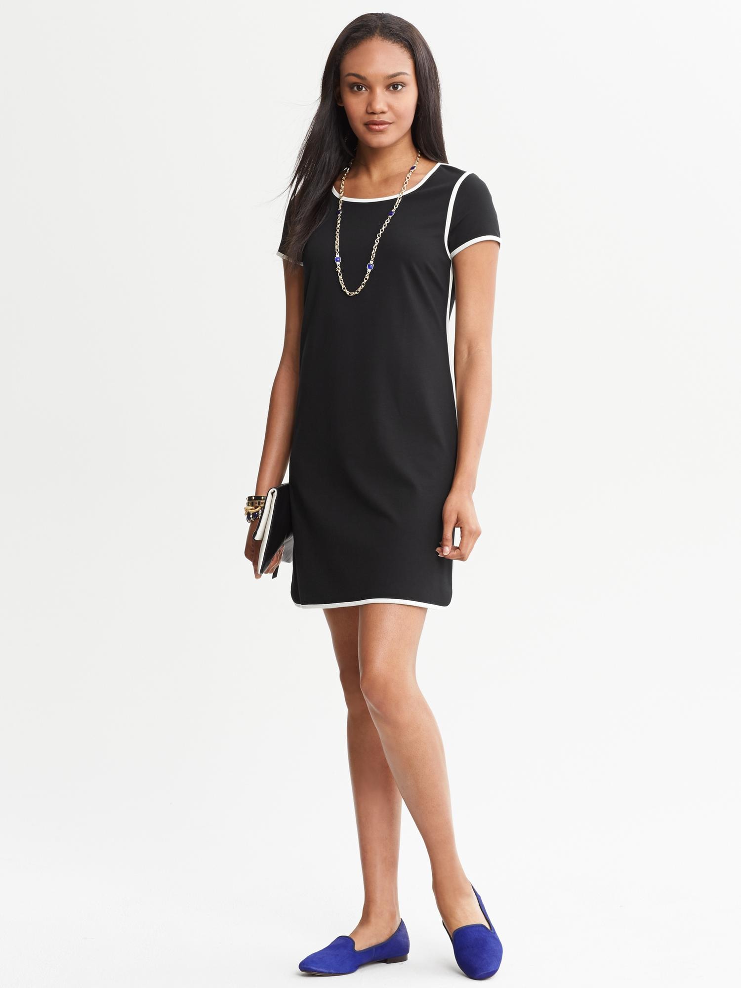 Contrast Ponte Knit Dress | Banana Republic