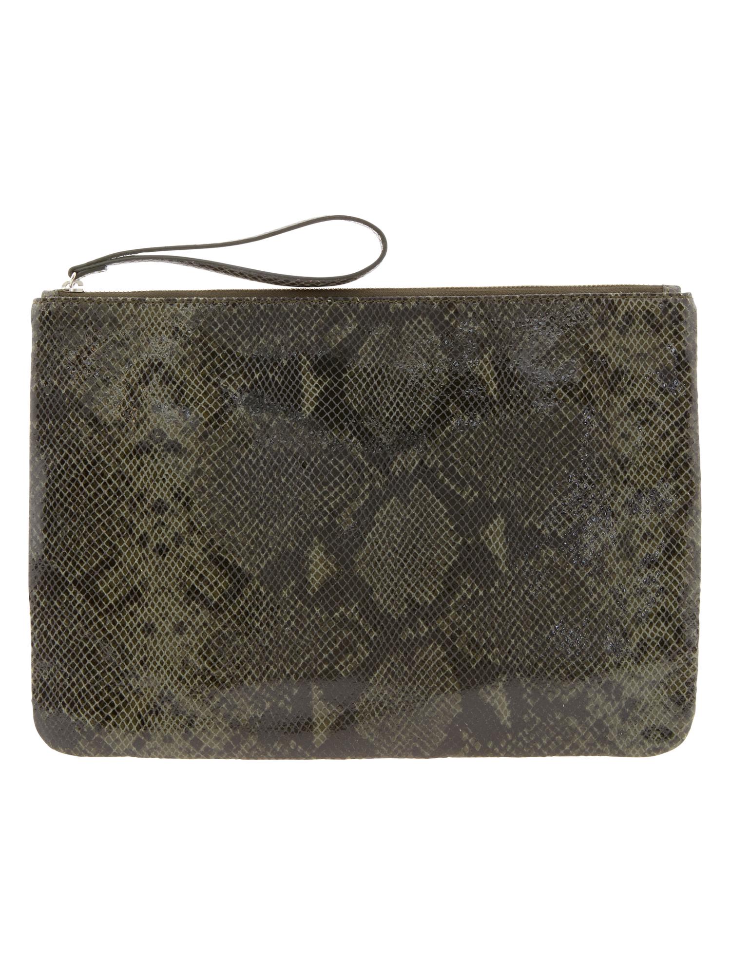 Python Embossed Oversized Clutch | Banana Republic