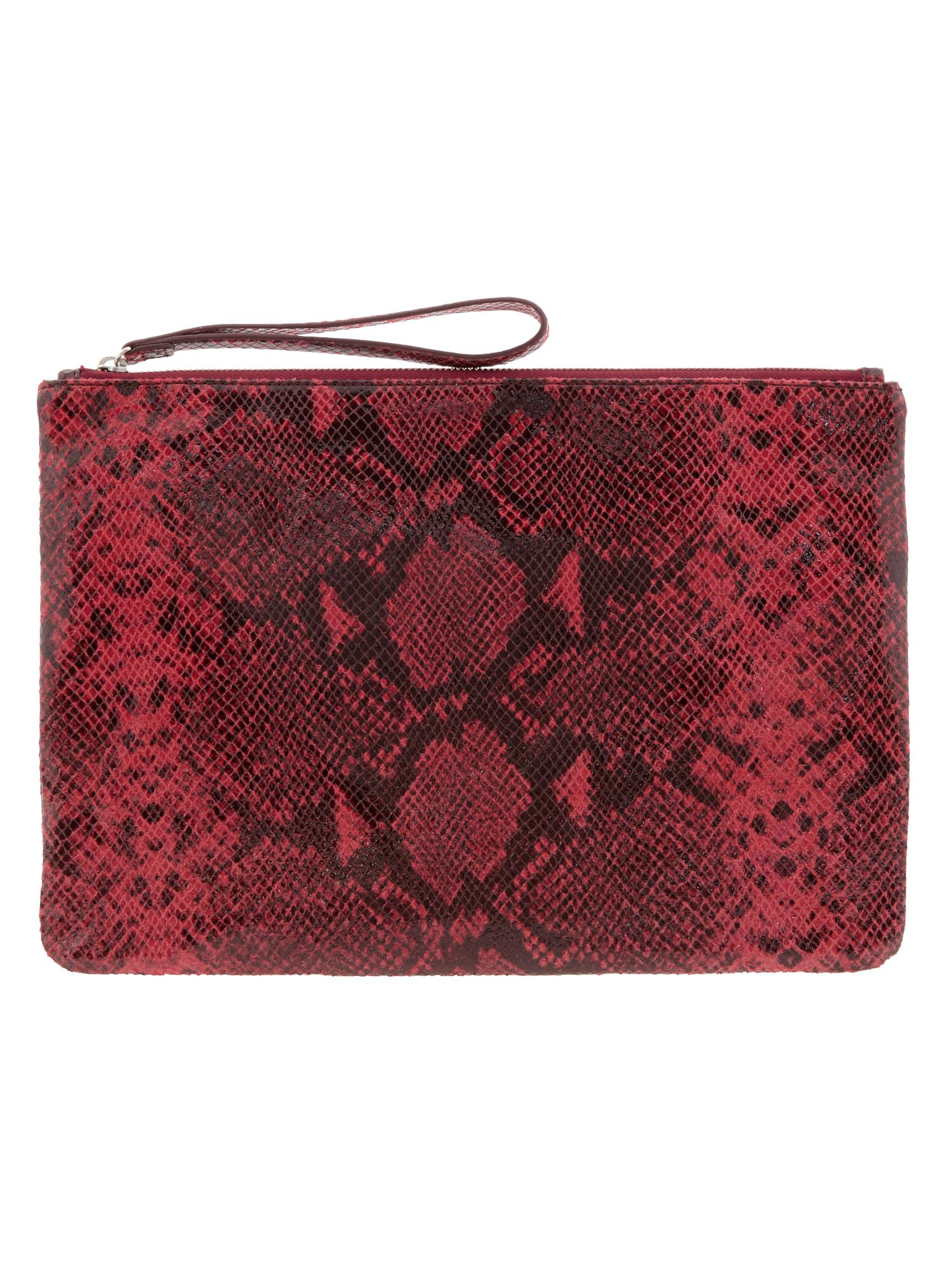 Python Embossed Oversized Clutch | Banana Republic