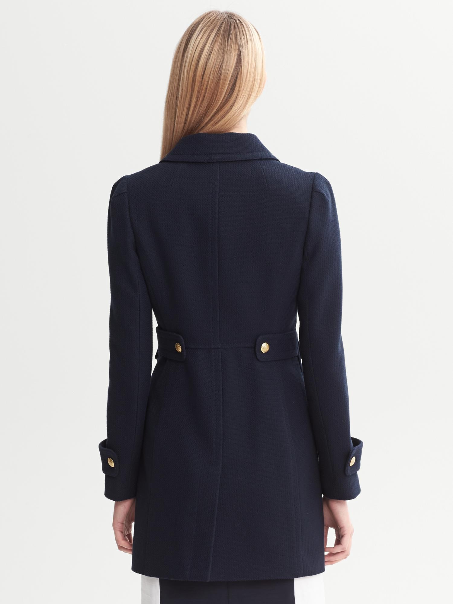 Navy Double-Breasted Coat | Banana Republic