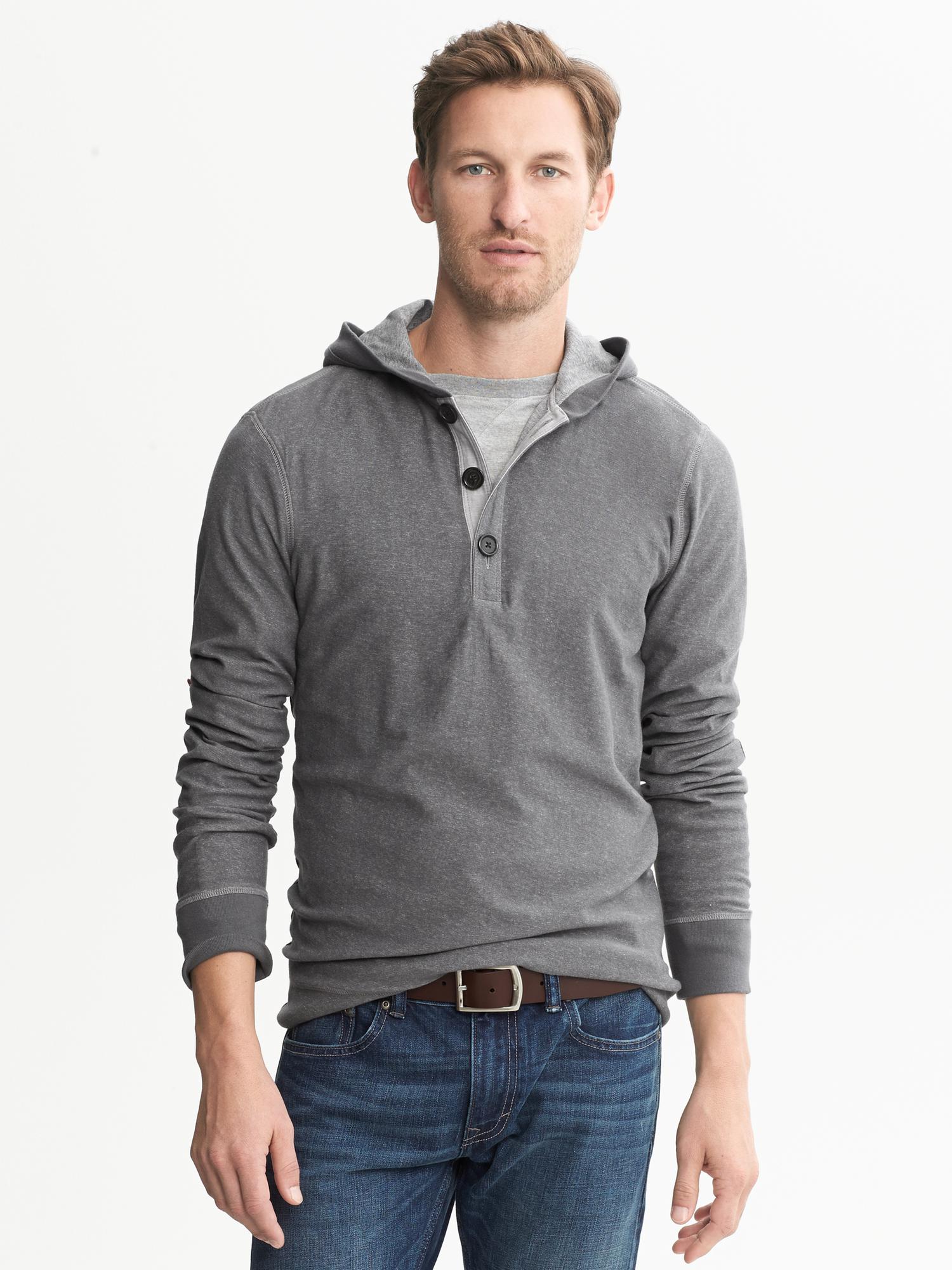 Three-Button Hooded Pullover | Banana Republic