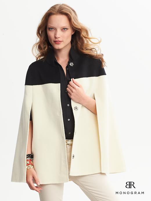 BR Monogram Colorblock Wool Cape | Banana Republic