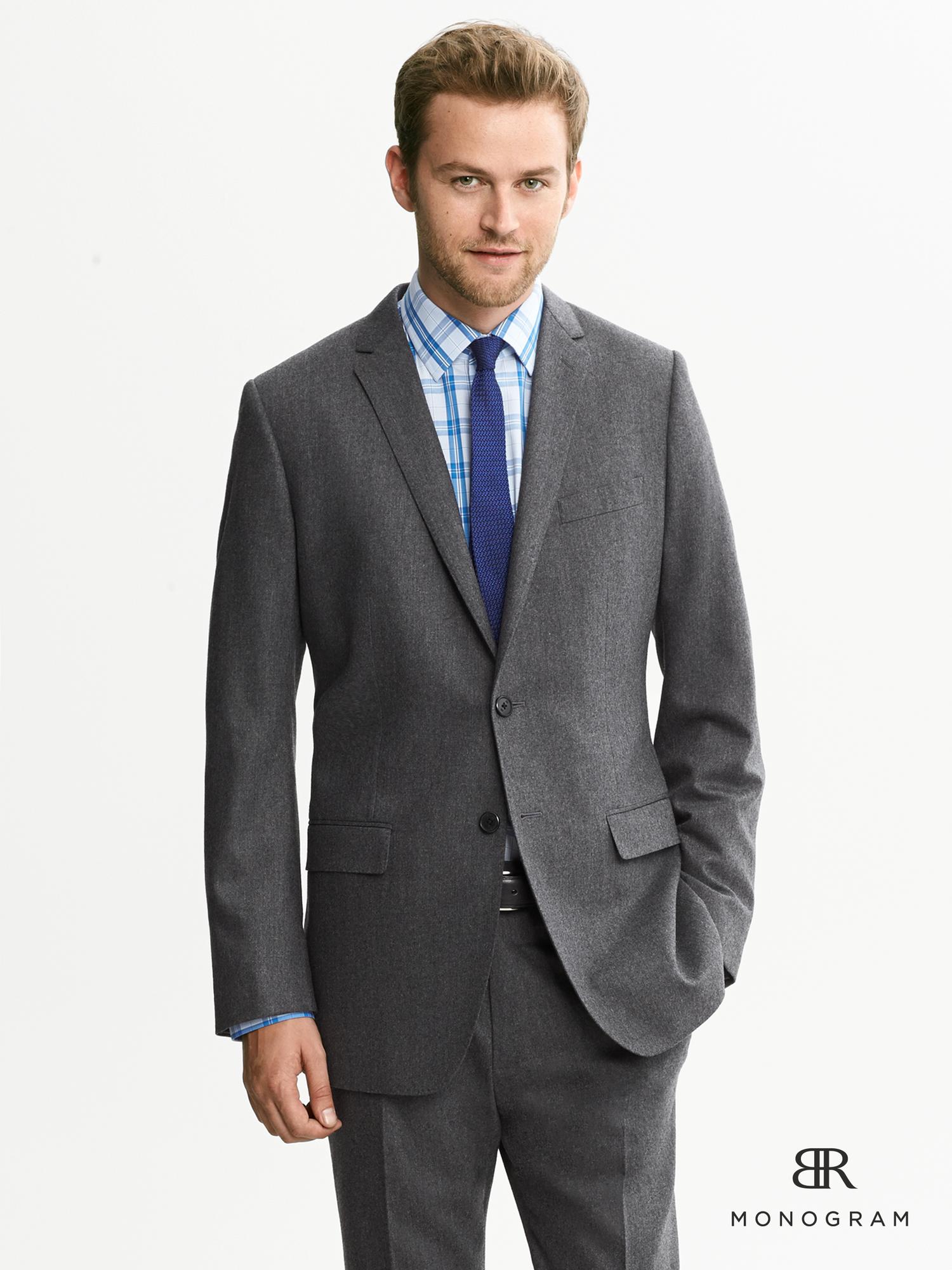 BR Monogram Grey Flannel Suit Jacket | Banana Republic