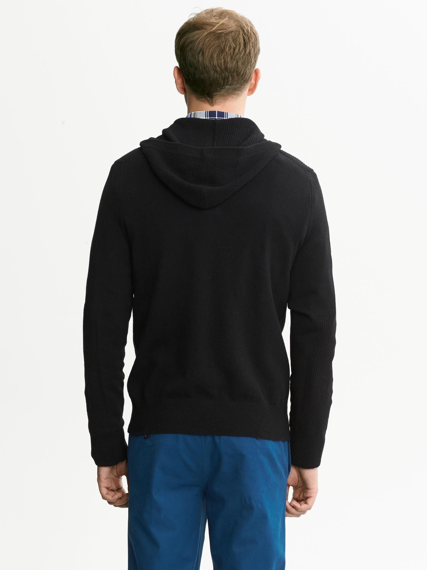 Merino Wool Snap-Placket Hooded Pullover | Banana Republic