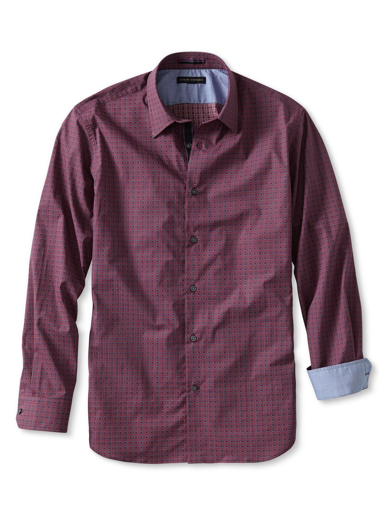 Slim-Fit Square-Print Shirt | Banana Republic