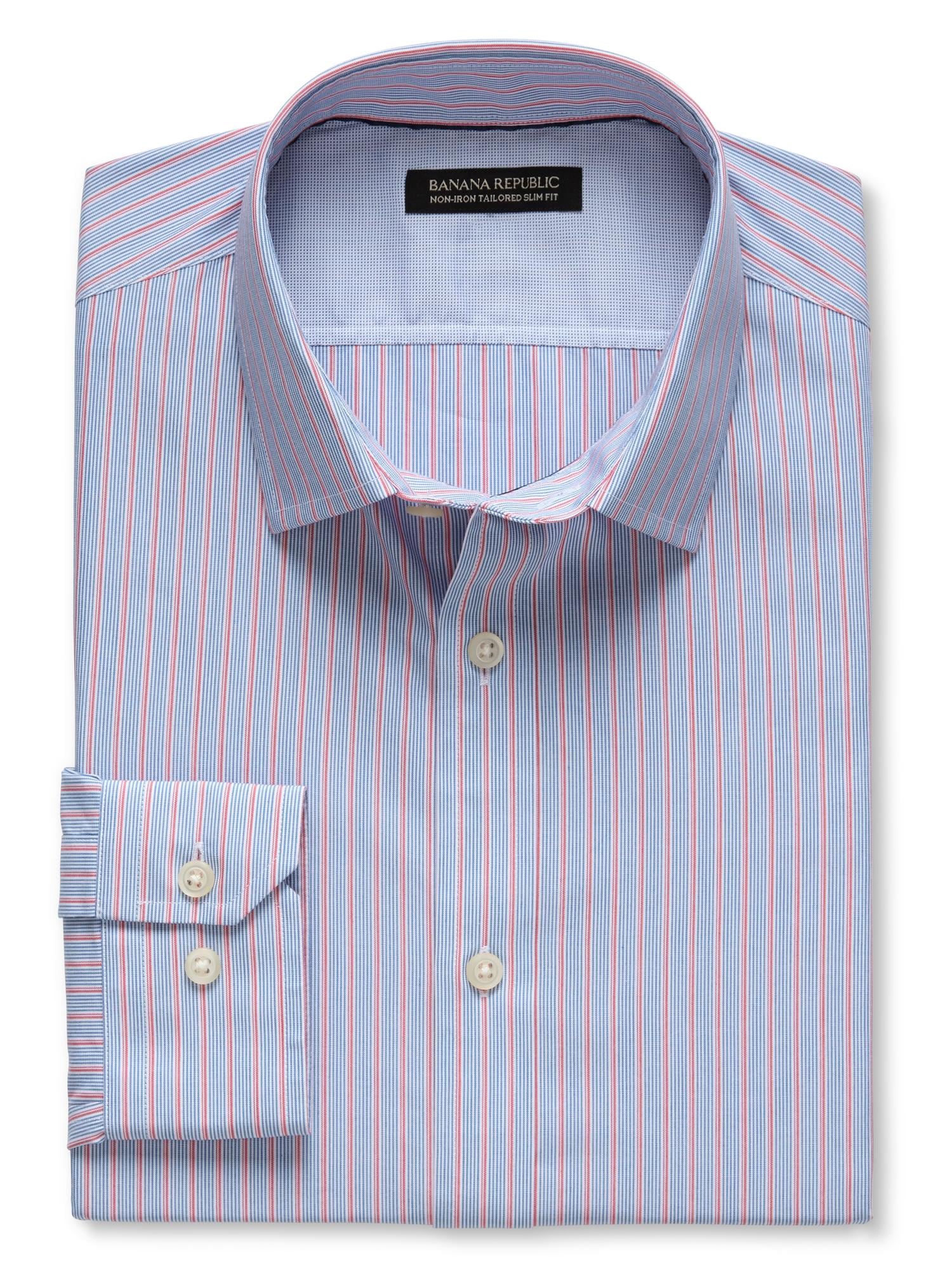 Tailored Slim-Fit Non-Iron Multi-Stripe Shirt | Banana Republic