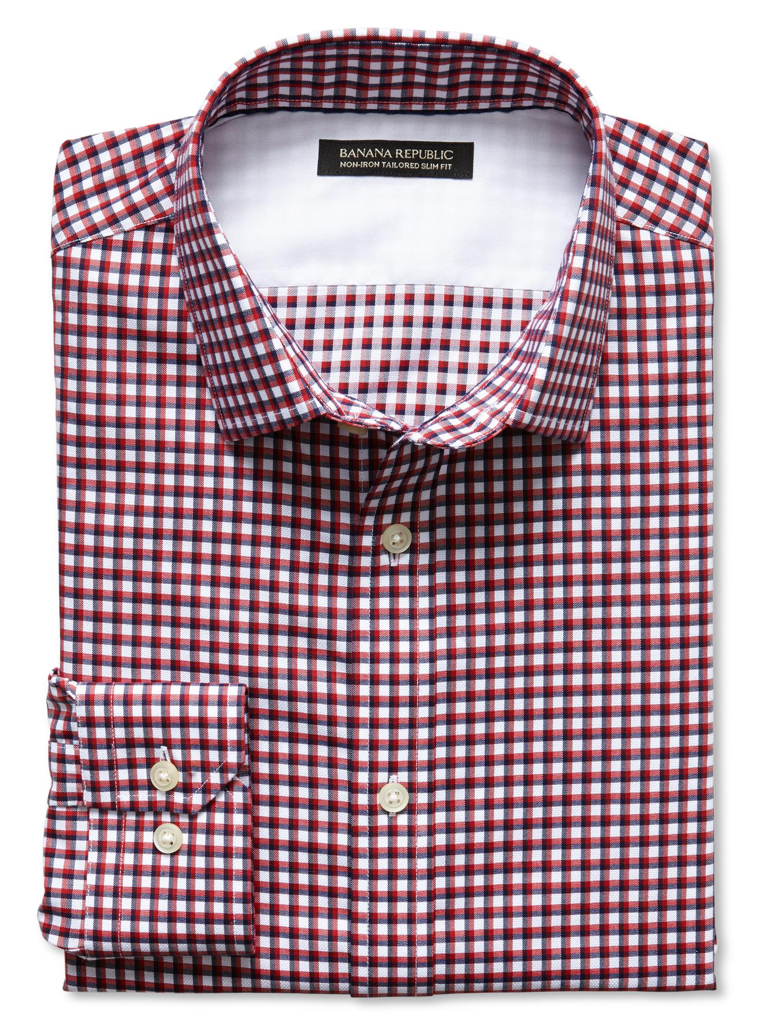 Tailored Slim-Fit Non-Iron Two-Tone Shirt | Banana Republic