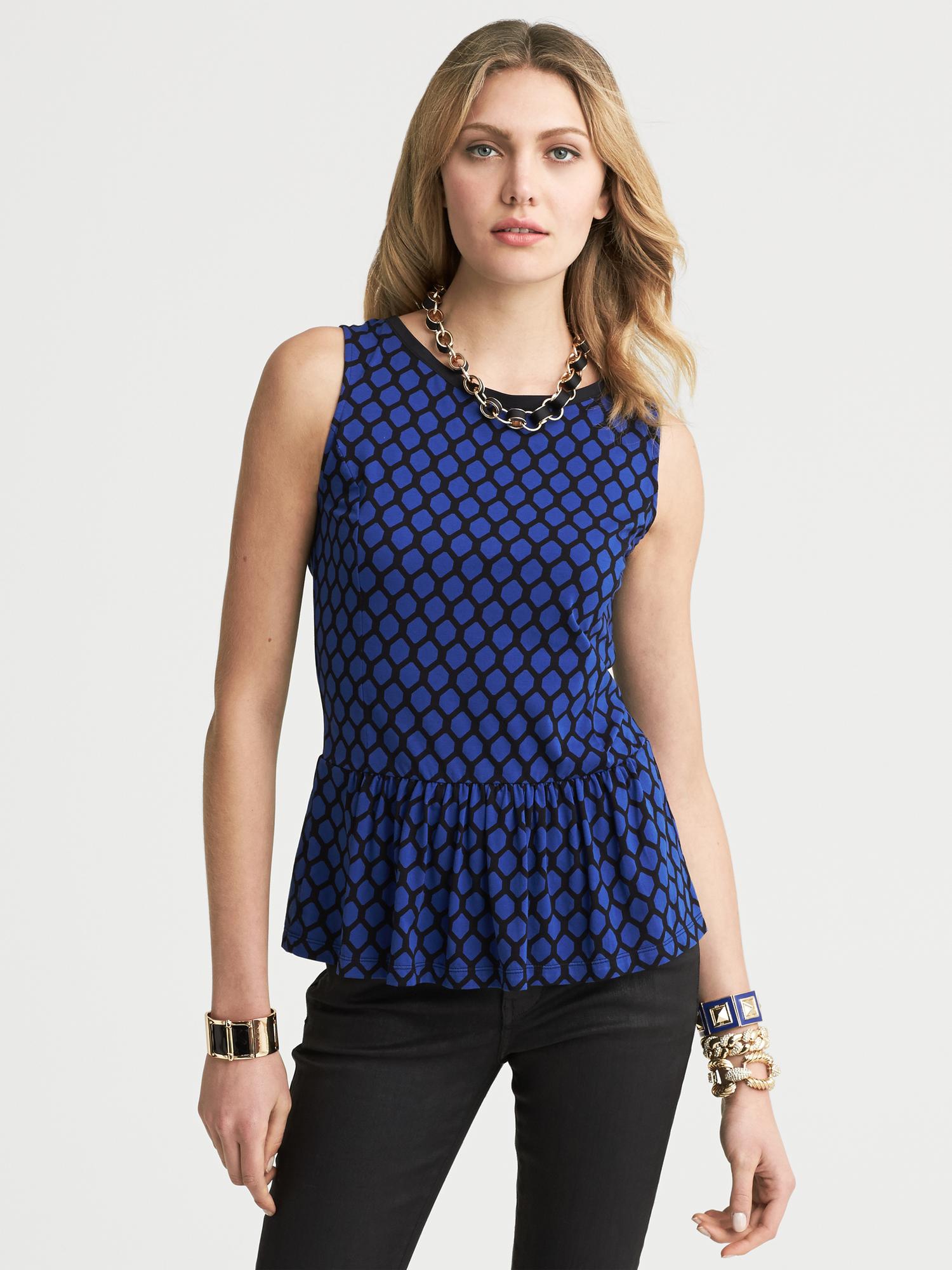 Geo Print Peplum Top | Banana Republic