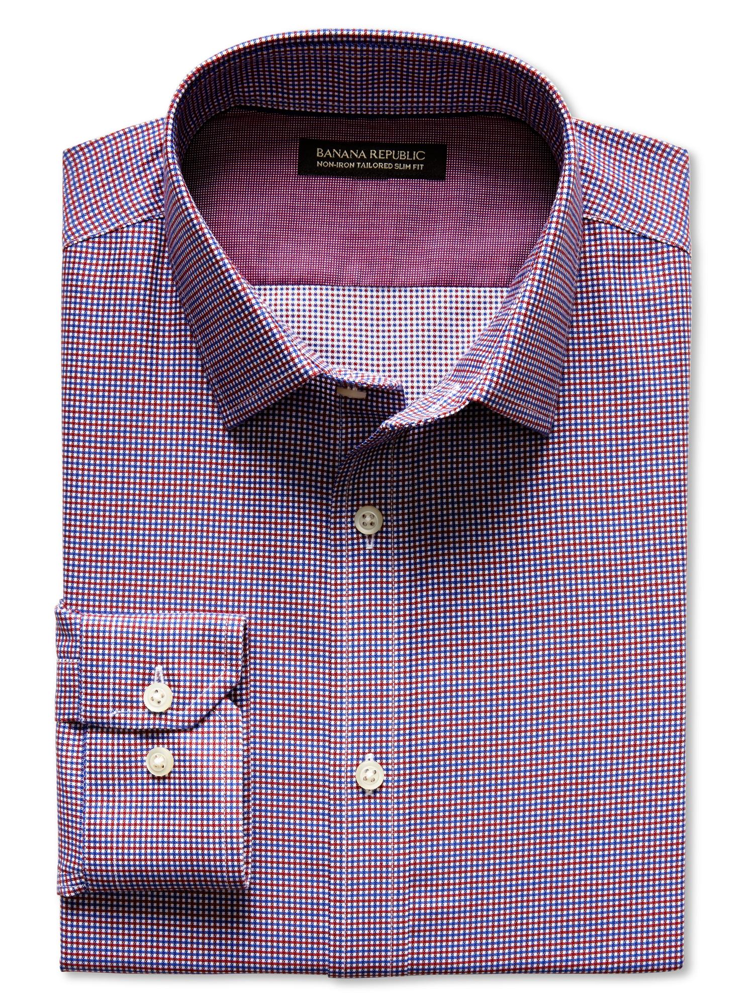 Tailored Slim-Fit Non-Iron Micro-Dobby Shirt | Banana Republic