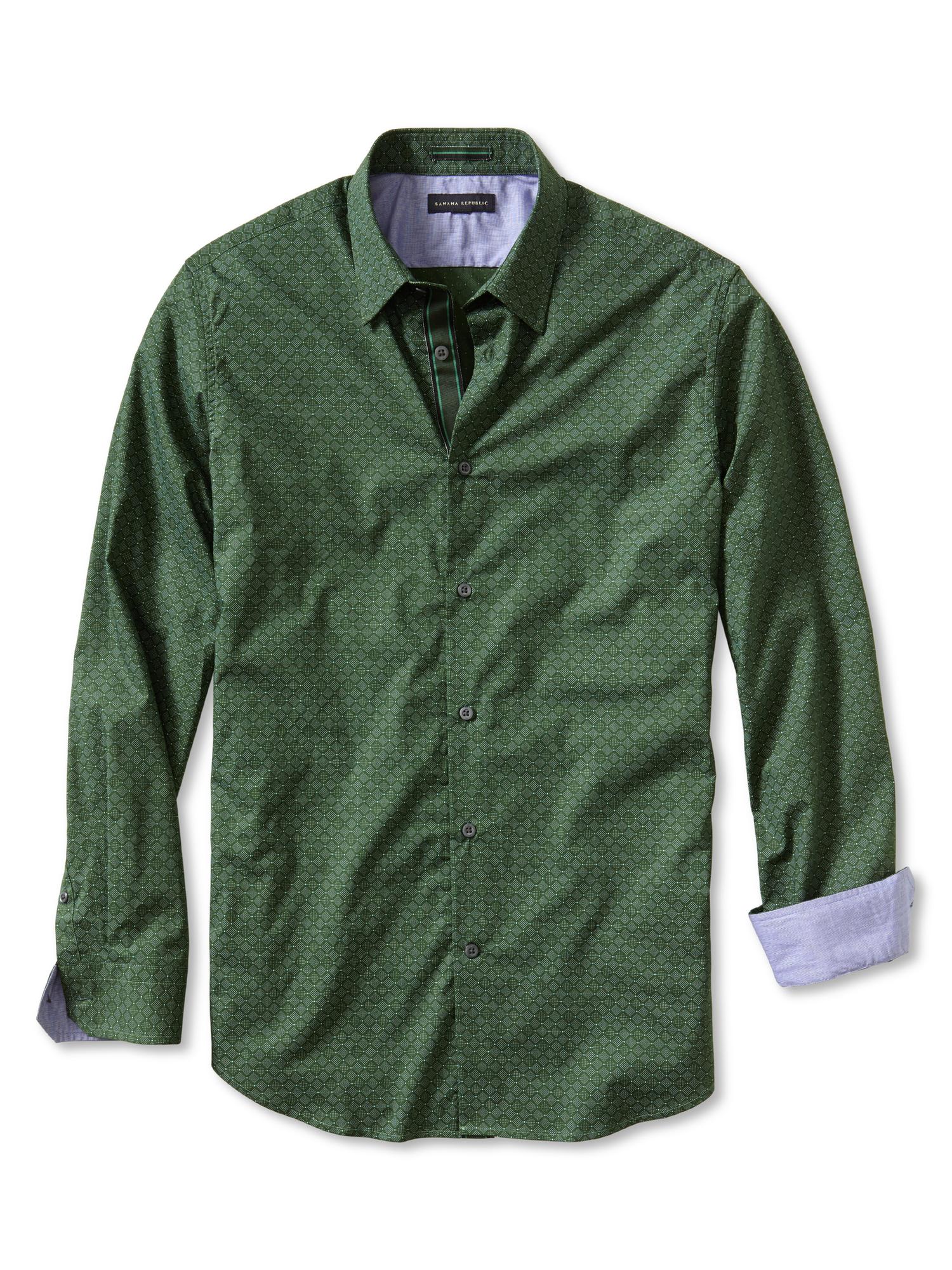 Slim-Fit Diamond Print Shirt | Banana Republic