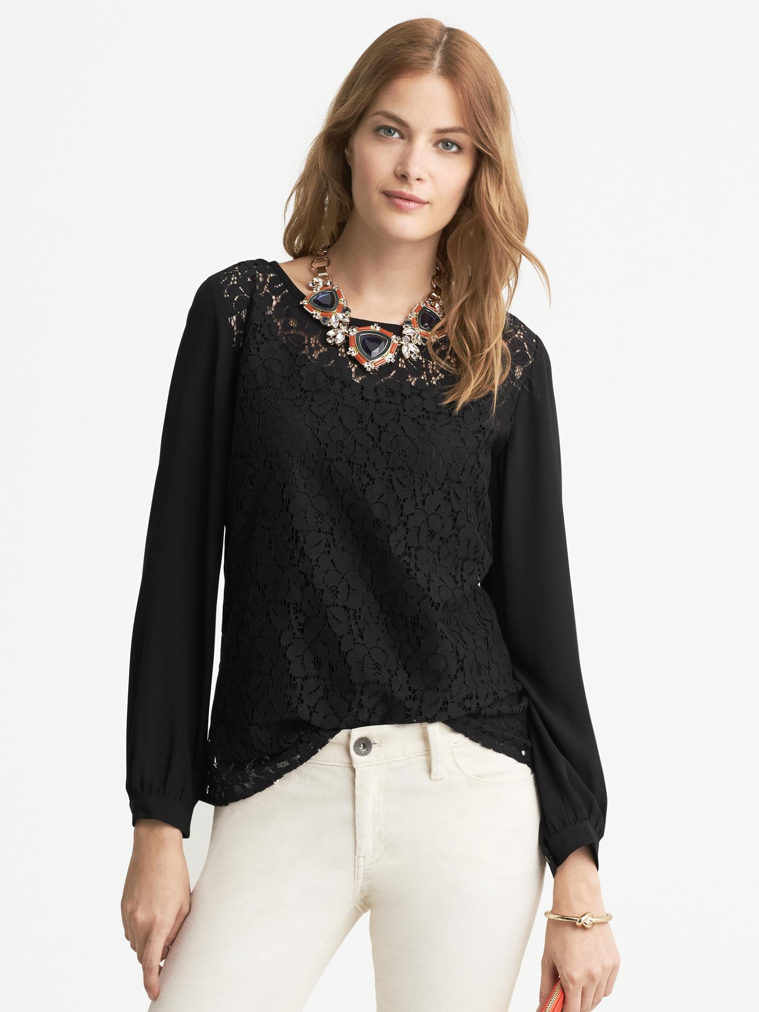 Lace-Front Top | Banana Republic