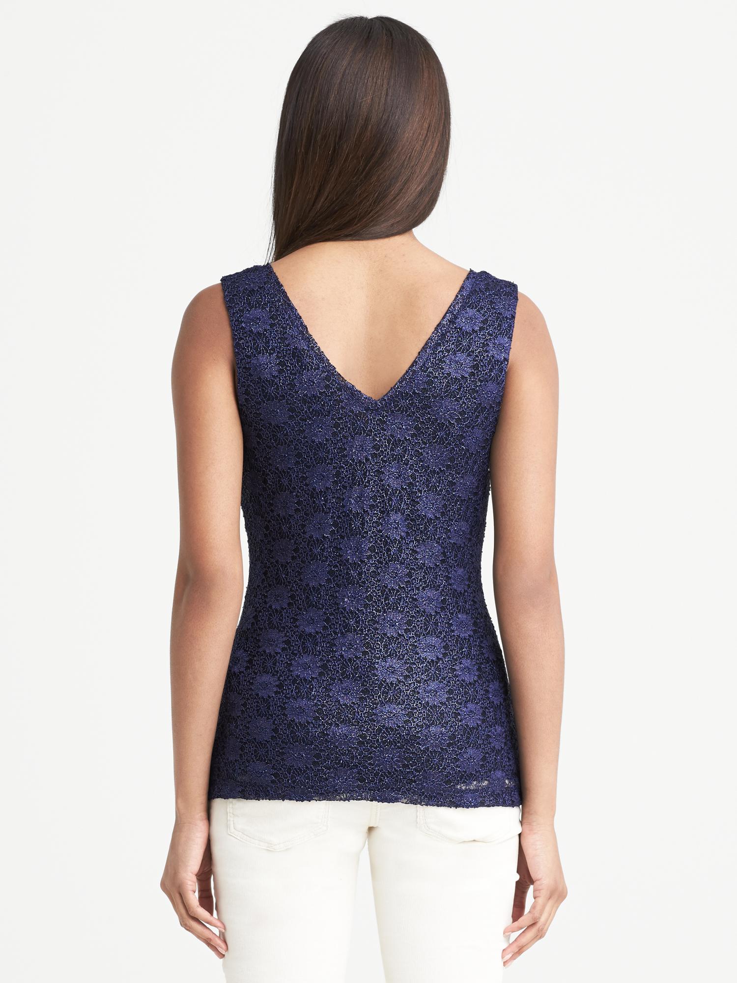 Metallic Lace Shell | Banana Republic