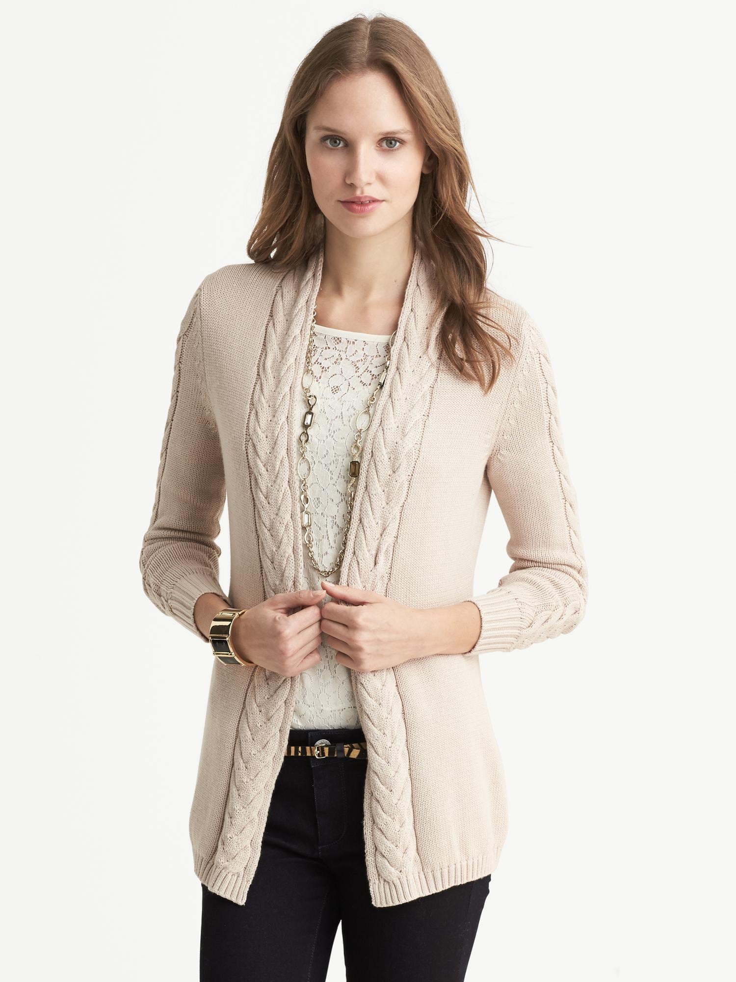 Cable-Knit Open Cardigan | Banana Republic