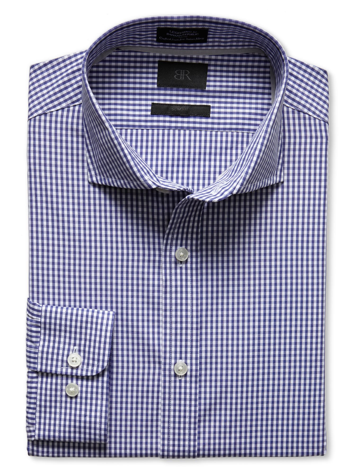 BR Monogram Blue Gingham Shirt | Banana Republic
