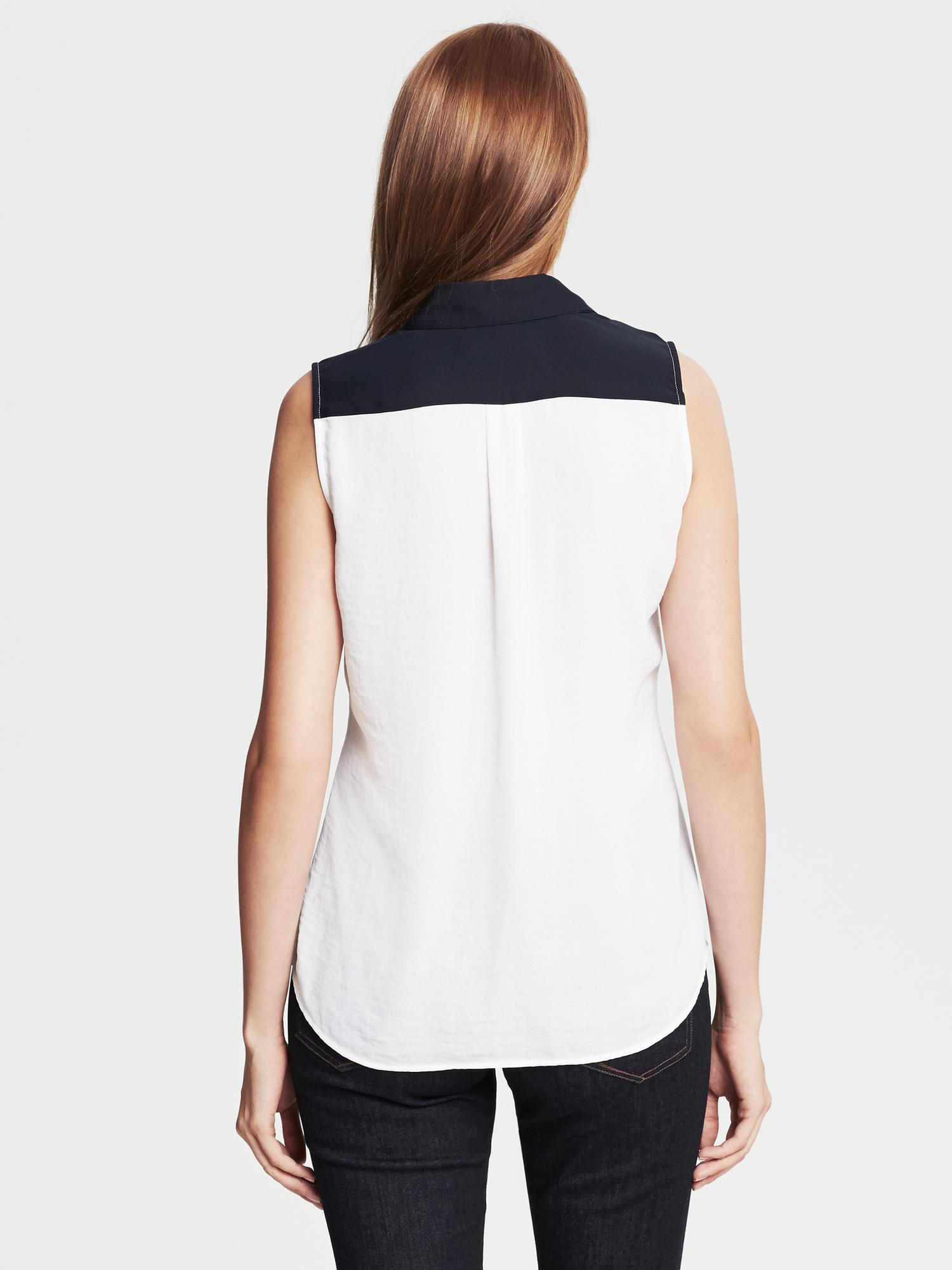 Colorblock Sleeveless Blouse | Banana Republic