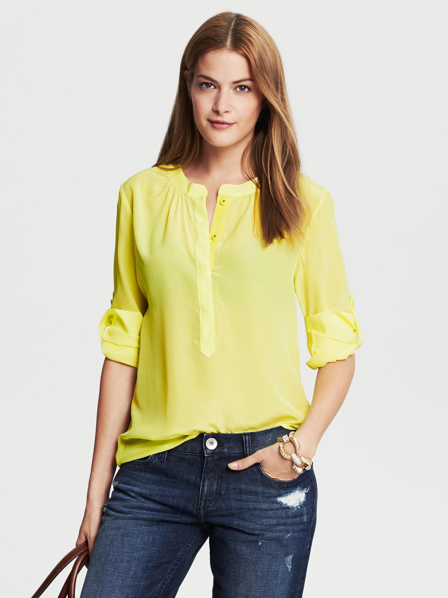Silk Snap-Front Blouse | Banana Republic