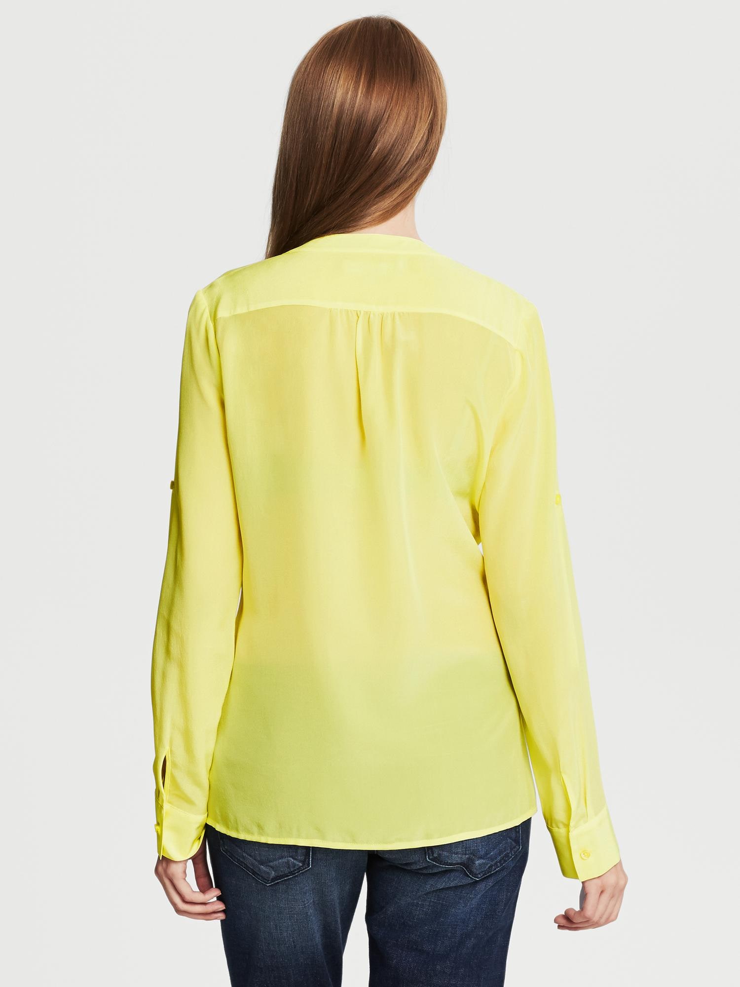 Silk Snap-Front Blouse | Banana Republic
