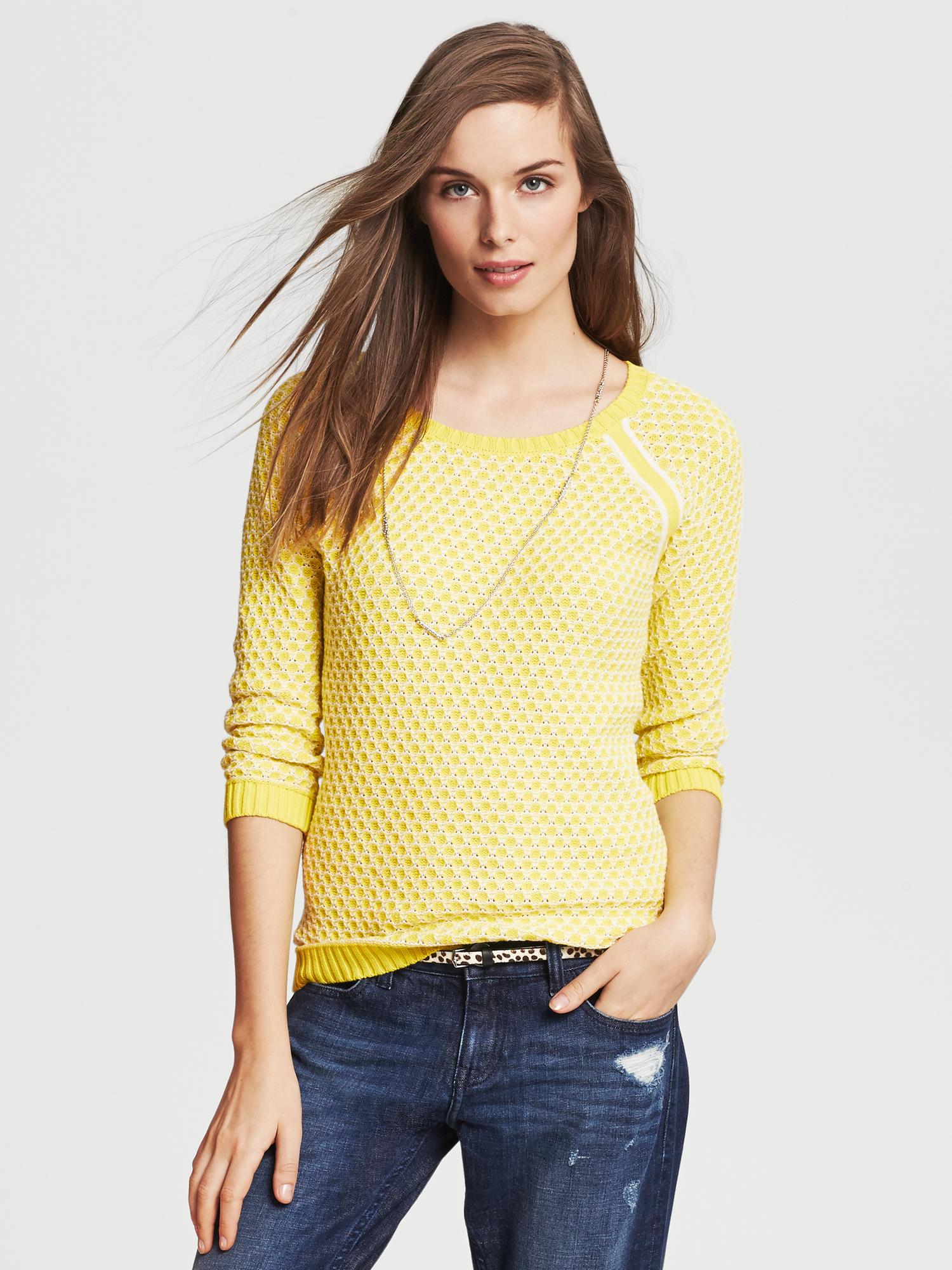 Two-Tone Textured Pullover | Banana Republic