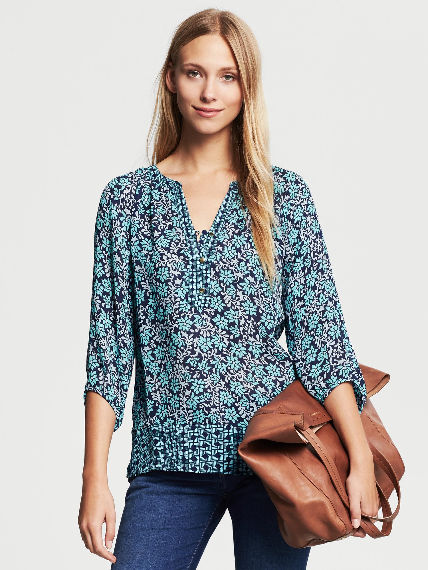 Mixed Print Blouse | Banana Republic