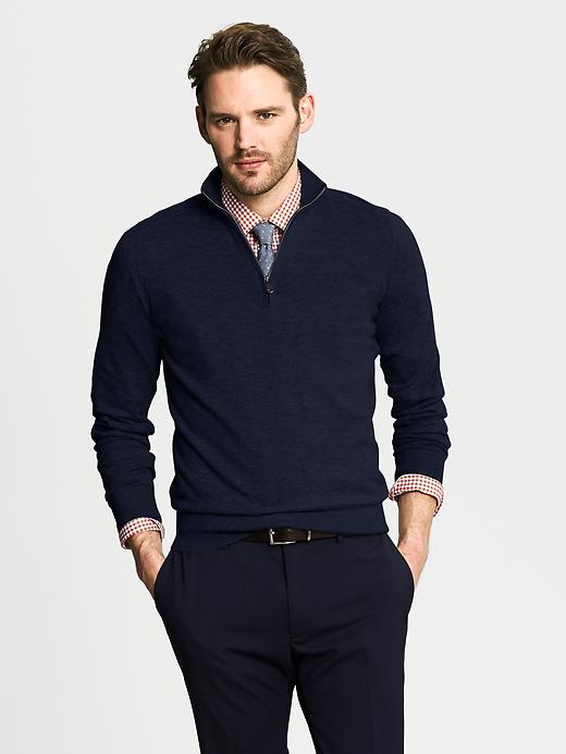 Ribbed Half Zip Pullover Banana Republic