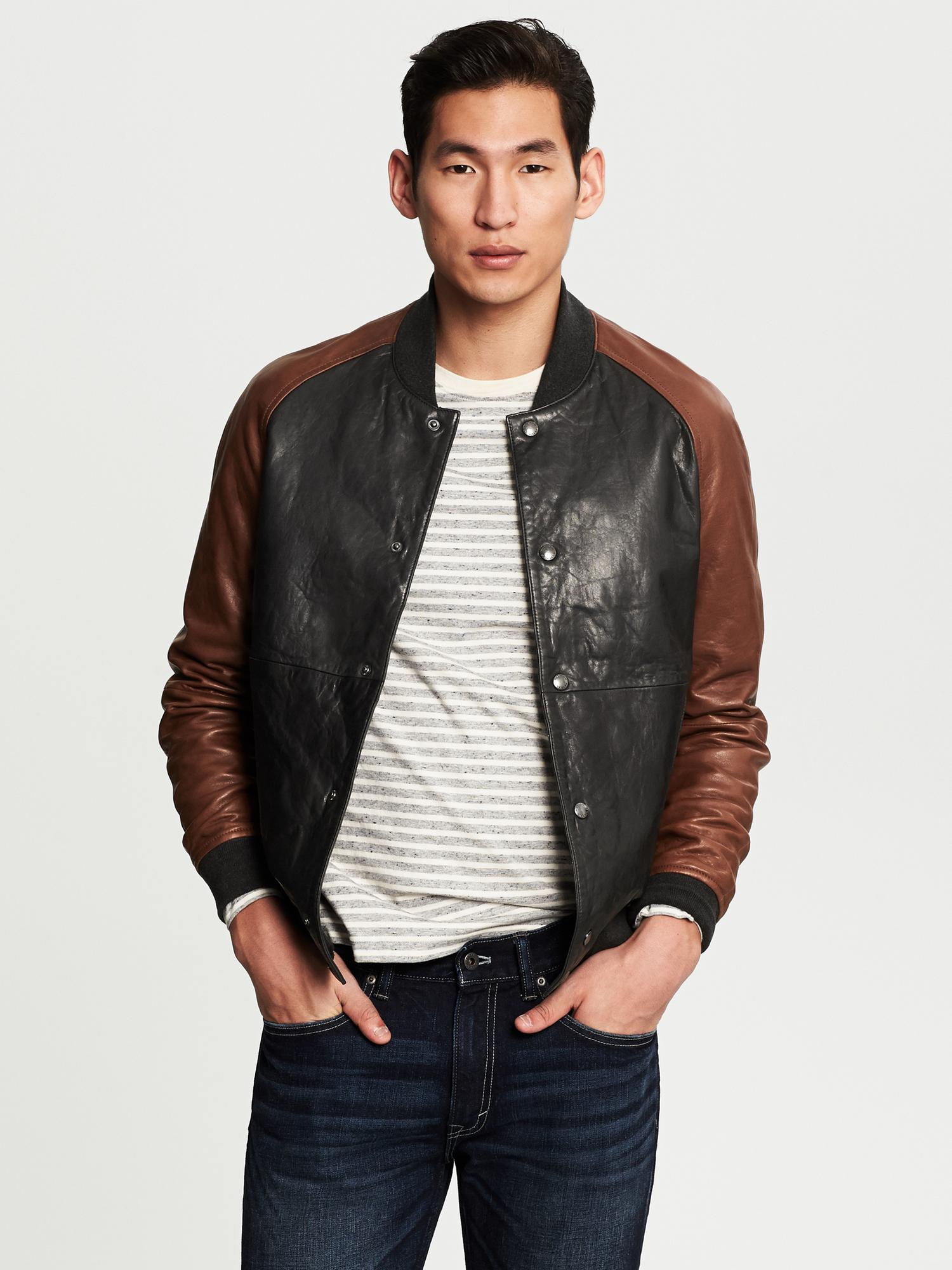 Heritage Leather Baseball Jacket | Banana Republic